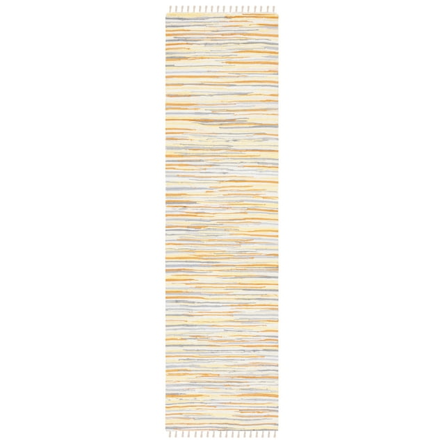 SAFAVIEH Rag Elena Striped Cotton Runner Rug, Gold/Multi, 2'3" x 10 ...
