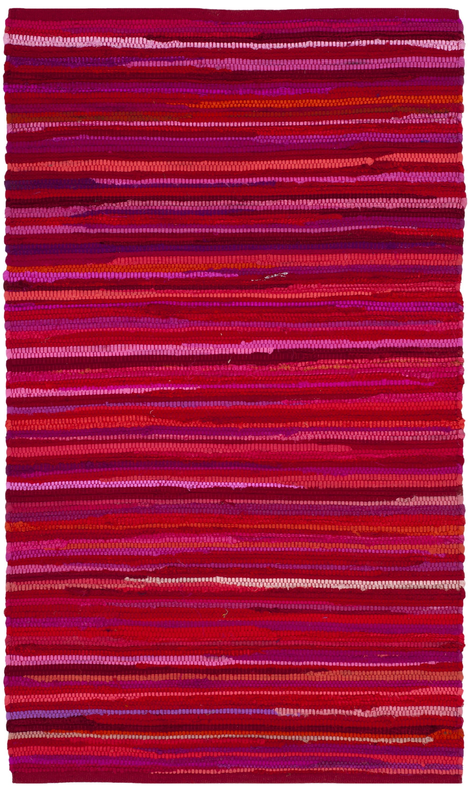 SAFAVIEH Rag Fergal Striped Cotton Area Rug, Red/Multi, 2' x 3 ...