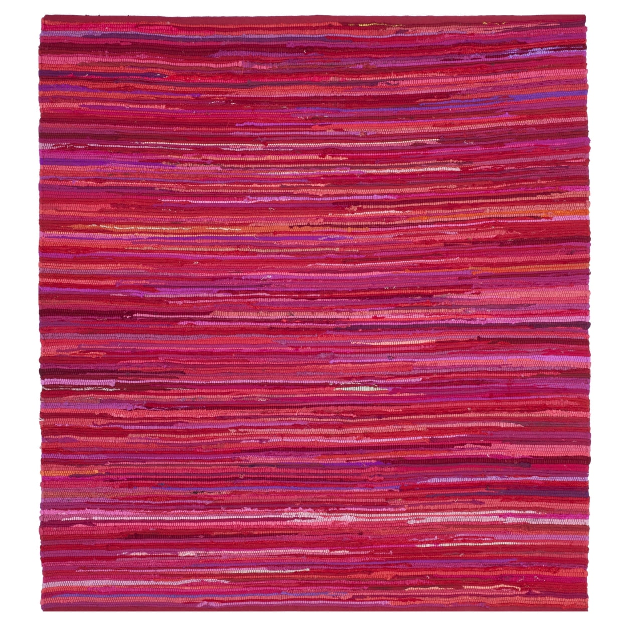 SAFAVIEH Rag Fergal Striped Cotton Area Rug, Red/Multi, 6' x 6' Square ...
