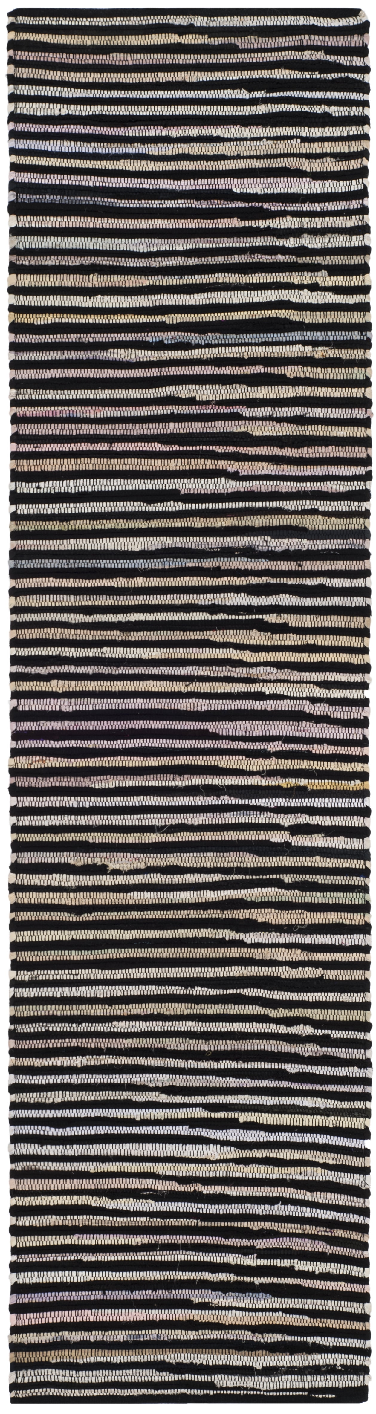 SAFAVIEH Rag Fergal Striped Cotton Runner Rug, Black/Multi, 2'3" x 8 ...