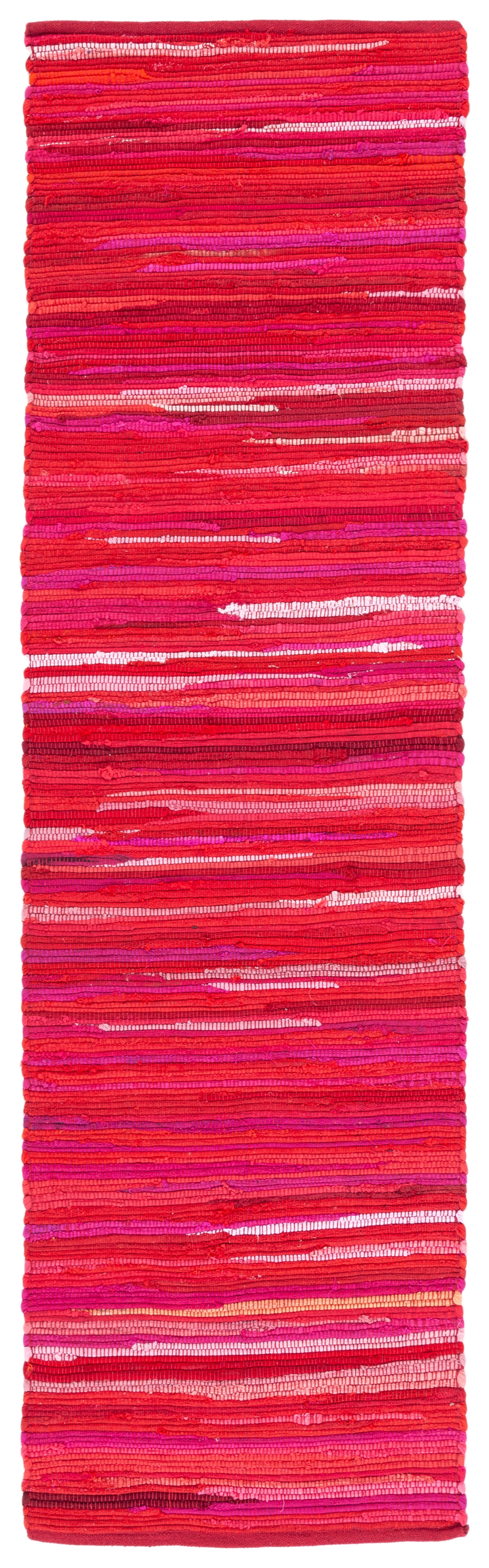 SAFAVIEH Rag Fergal Striped Cotton Runner Rug, Red/Multi, 2'3" x 7 ...