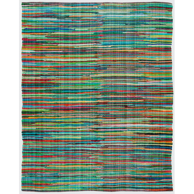 SAFAVIEH Rag Petar Striped Cotton Area Rug, Green/Multi, 9' x 12 ...