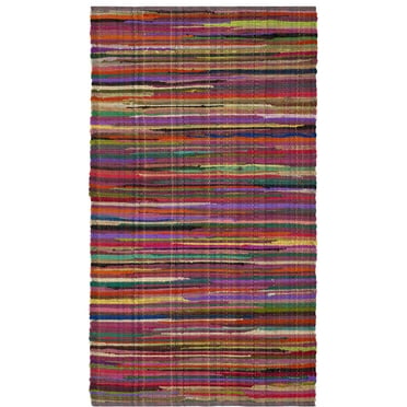 SAFAVIEH Rag Fergal Striped Cotton Area Rug, Yellow/Multi, 3' x 5 ...