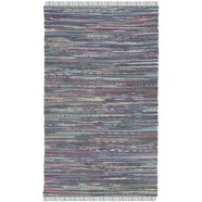 SAFAVIEH Rag Robynne Striped Cotton Runner Rug, Aqua/Multi, 2'3" x 5 ...