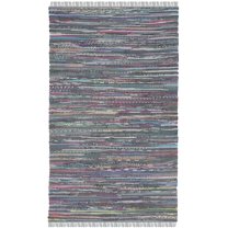 SAFAVIEH Rag Robynne Striped Cotton Area Rug, Ivory/Multi, 8' x 10 ...
