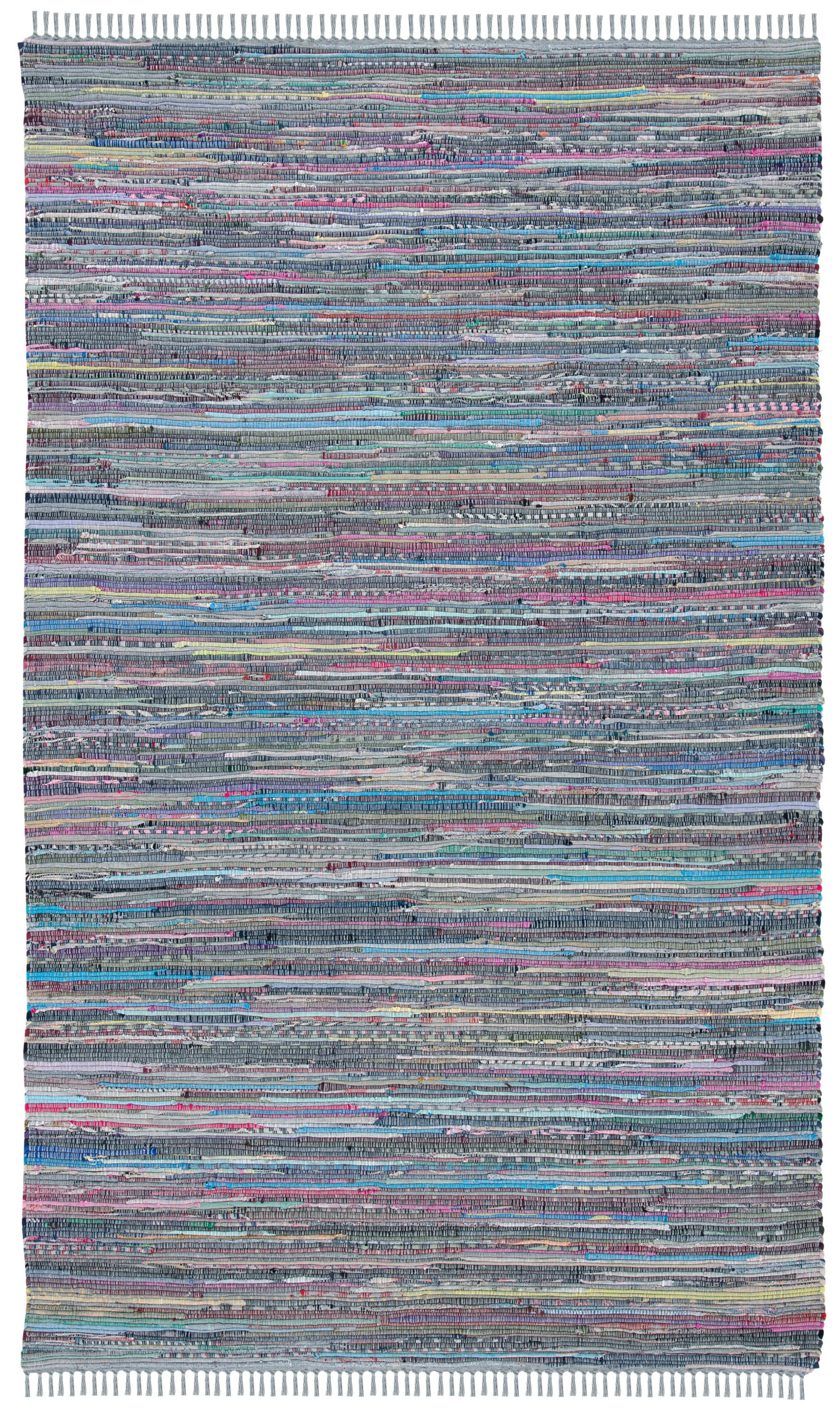 SAFAVIEH Rag Robynne Striped Cotton Area Rug, Aqua/Multi, 5' x 8 ...