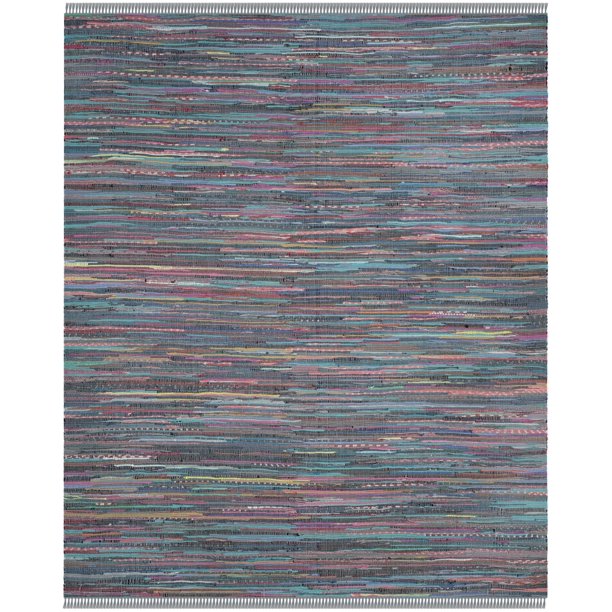 SAFAVIEH Rag Robynne Striped Cotton Area Rug, Aqua/Multi, 8' x 10 ...