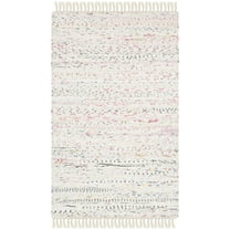 SAFAVIEH Rag Robynne Striped Cotton Area Rug, Ivory/Multi, 8' x 10 ...