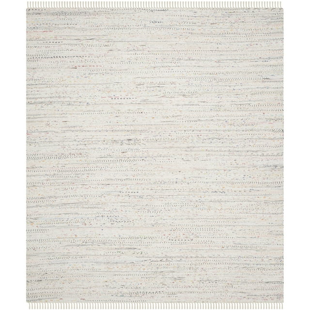 SAFAVIEH Rag Robynne Striped Cotton Area Rug, Ivory/Multi, 8' x 10 ...