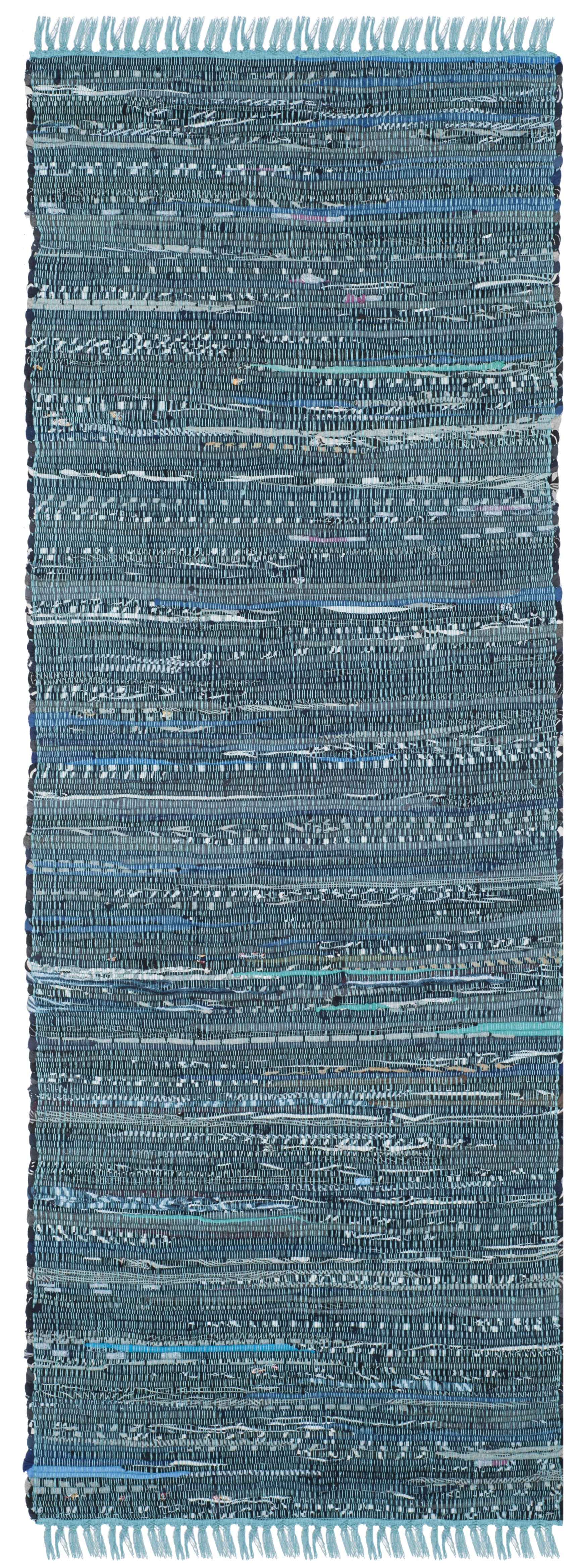 SAFAVIEH Rag Robynne Striped Cotton Runner Rug, Blue/Multi, 2'3" x 6 ...