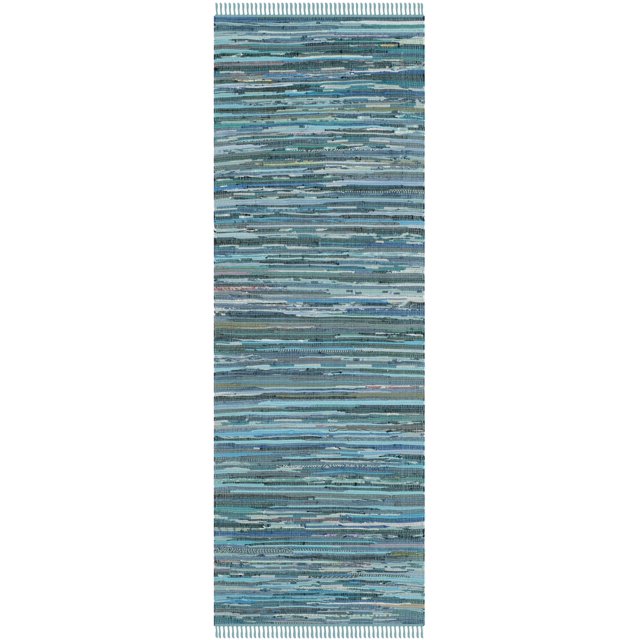 SAFAVIEH Rag Robynne Striped Cotton Runner Rug, Blue/Multi, 2'3" x 7 ...