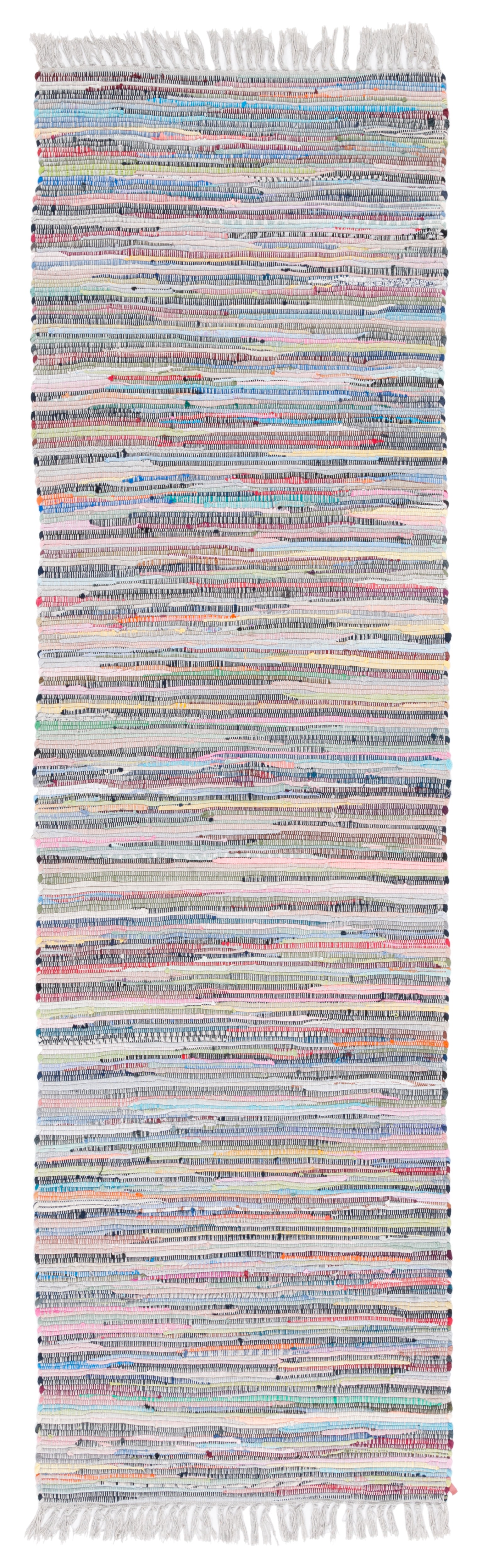 SAFAVIEH Rag Robynne Striped Cotton Runner Rug, Grey/Multi, 2'3" x 14 ...