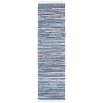 SAFAVIEH Rag Robynne Striped Cotton Runner Rug, Aqua/Multi, 2'3" x 6 ...