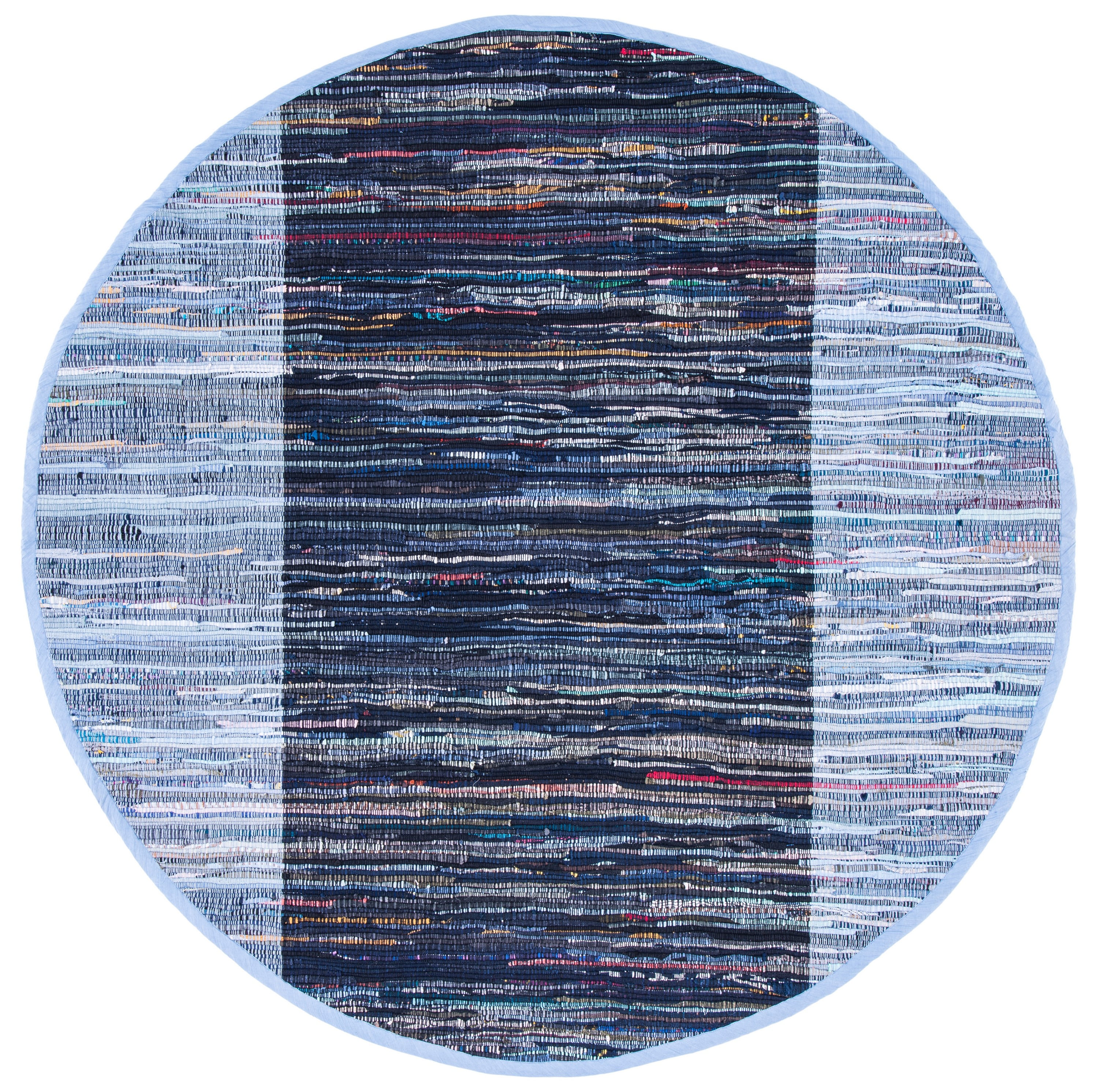 SAFAVIEH Rag Romeo Striped Cotton Area Rug, Navy/Blue, 6' x 6' Round ...