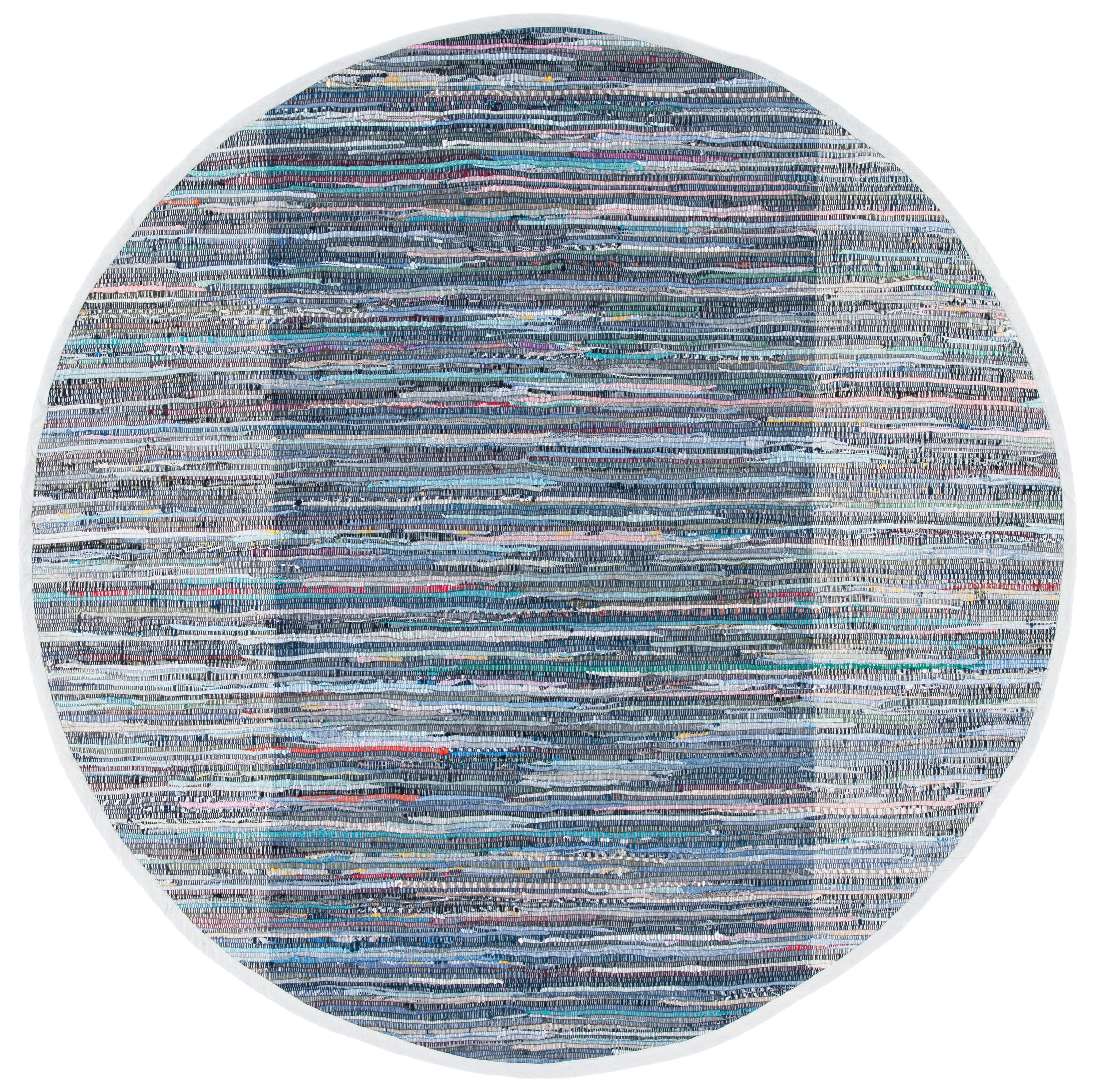 SAFAVIEH Rag Romeo Striped Cotton Area Rug, Purple/Blue, 6' x 6' Round ...