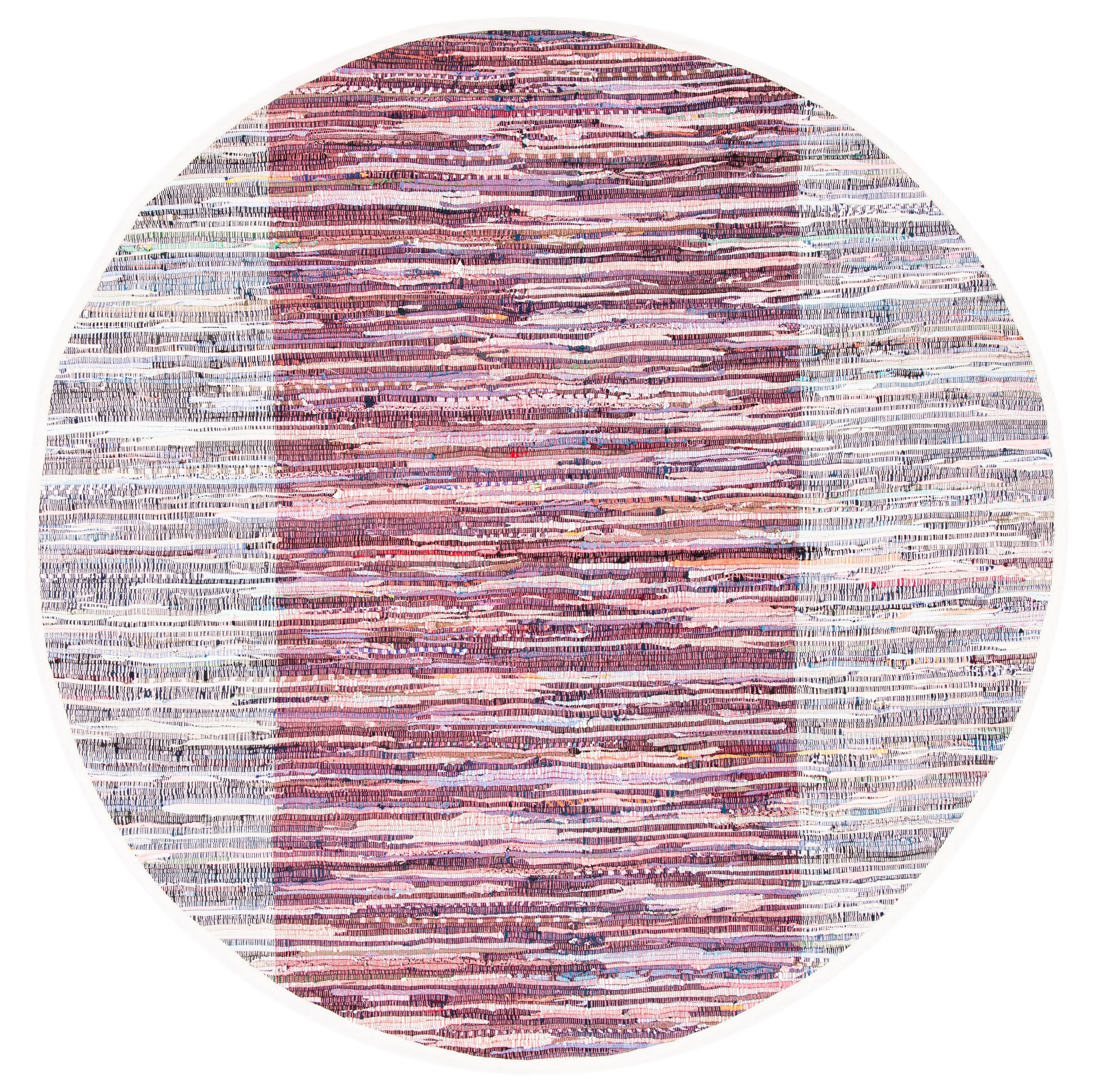 SAFAVIEH Rag Romeo Striped Cotton Area Rug, Red/Grey, 6' x 6' Round ...