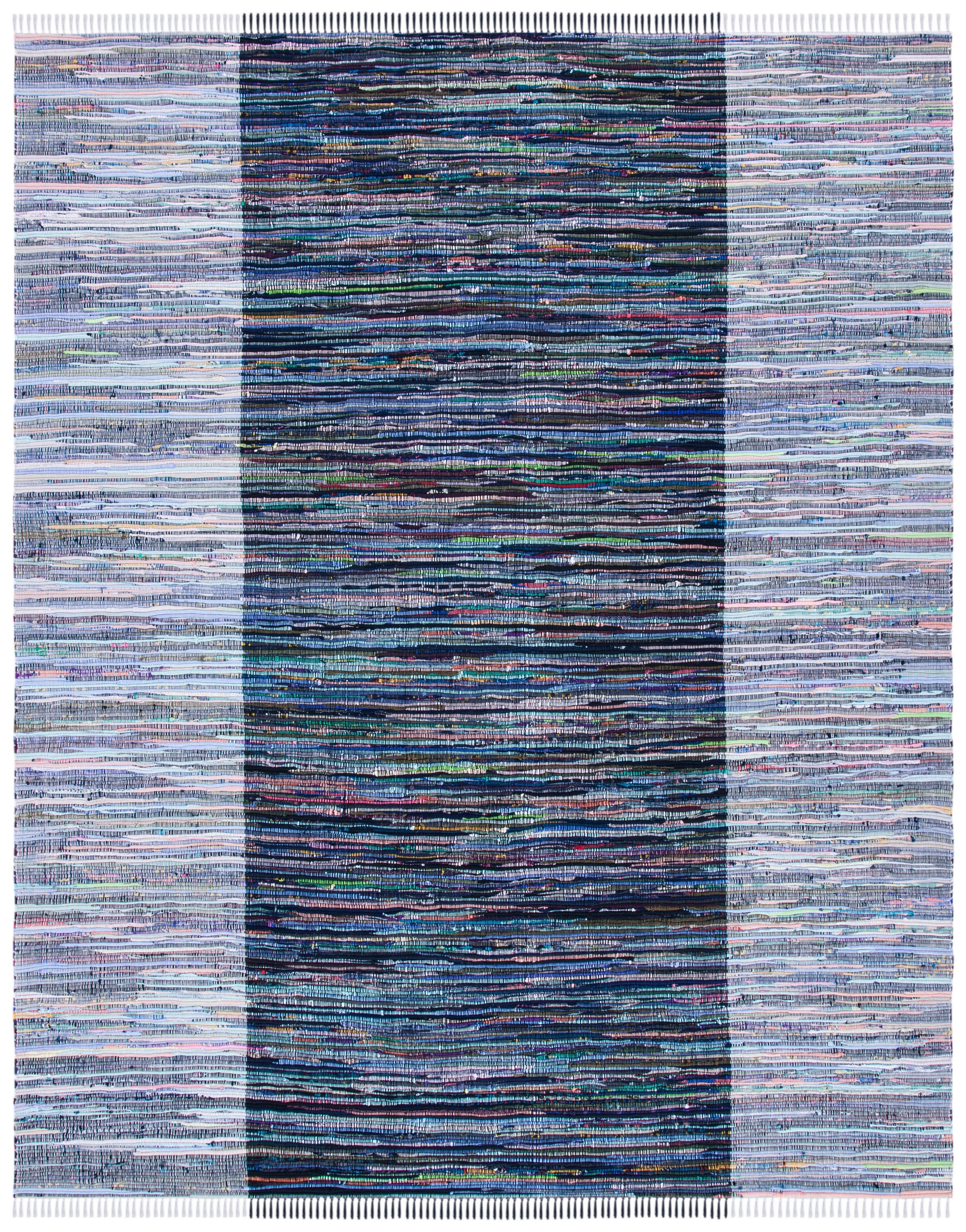 SAFAVIEH Rag Romeo Striped Fringe Cotton Area Rug, Grey/Black, 9' x 12 ...