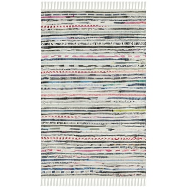 SAFAVIEH Rag Robynne Striped Cotton Area Rug, Blue/Multi, 5' x 8 ...