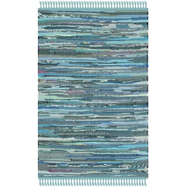 SAFAVIEH Rag Petar Striped Cotton Runner Rug, Ivory/Multi, 2'3" x 6 ...