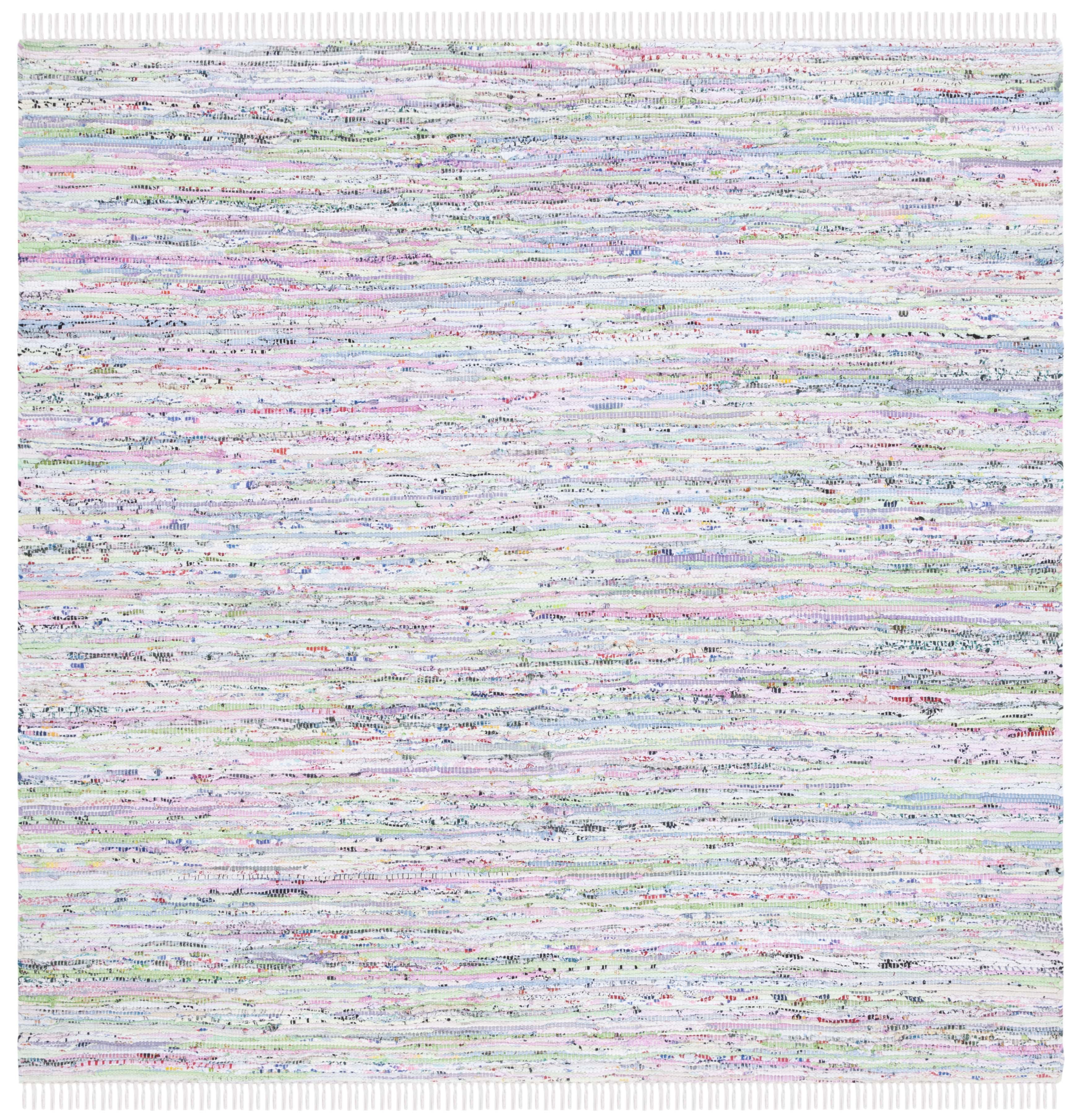 SAFAVIEH Rag Skylar Striped Cotton Area Rug, Light Green/Multi, 6' x 6 ...