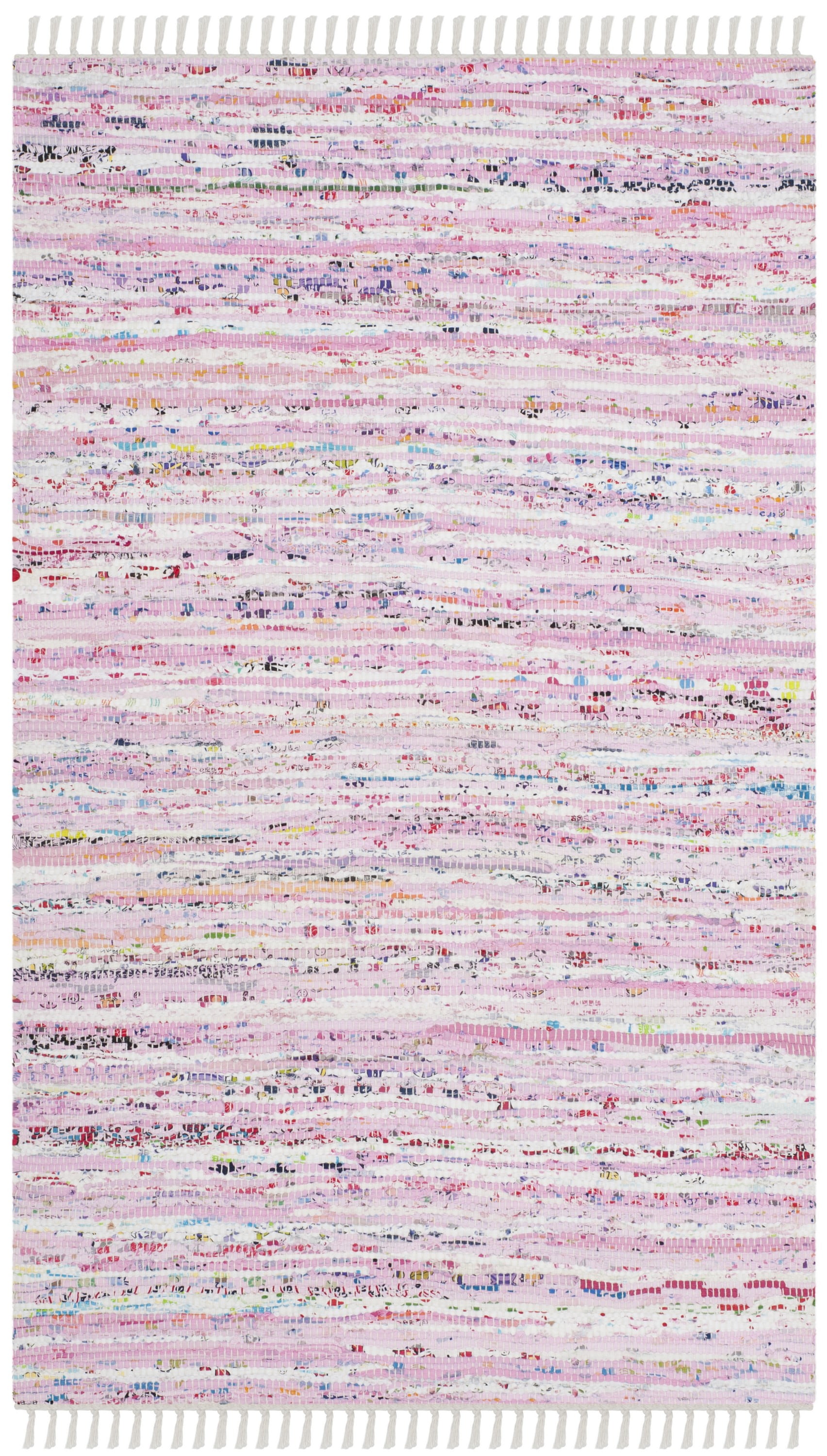 SAFAVIEH Rag Skylar Striped Cotton Area Rug, Light Pink/Multi, 2'6" x 4 ...