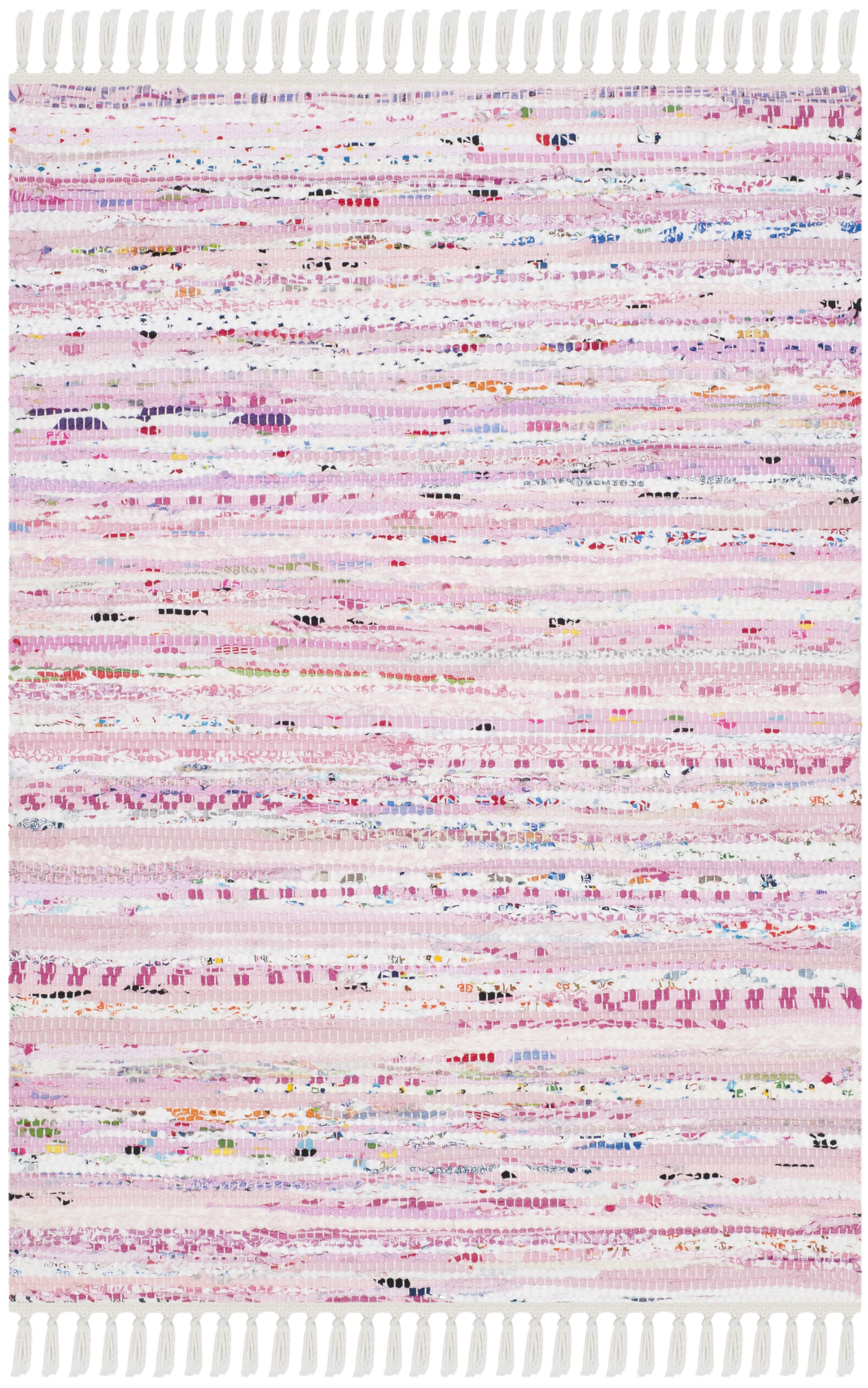 SAFAVIEH Rag Skylar Striped Cotton Area Rug, Light Pink/Multi, 2' x 3 ...