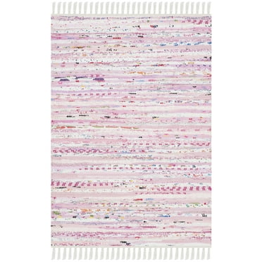 SAFAVIEH Rag Skylar Striped Cotton Area Rug, Light Pink/Multi, 6' x 9 ...