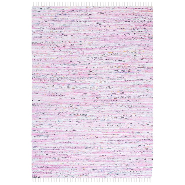 SAFAVIEH Rag Skylar Striped Cotton Area Rug, Light Pink/Multi, 5' x 7 ...