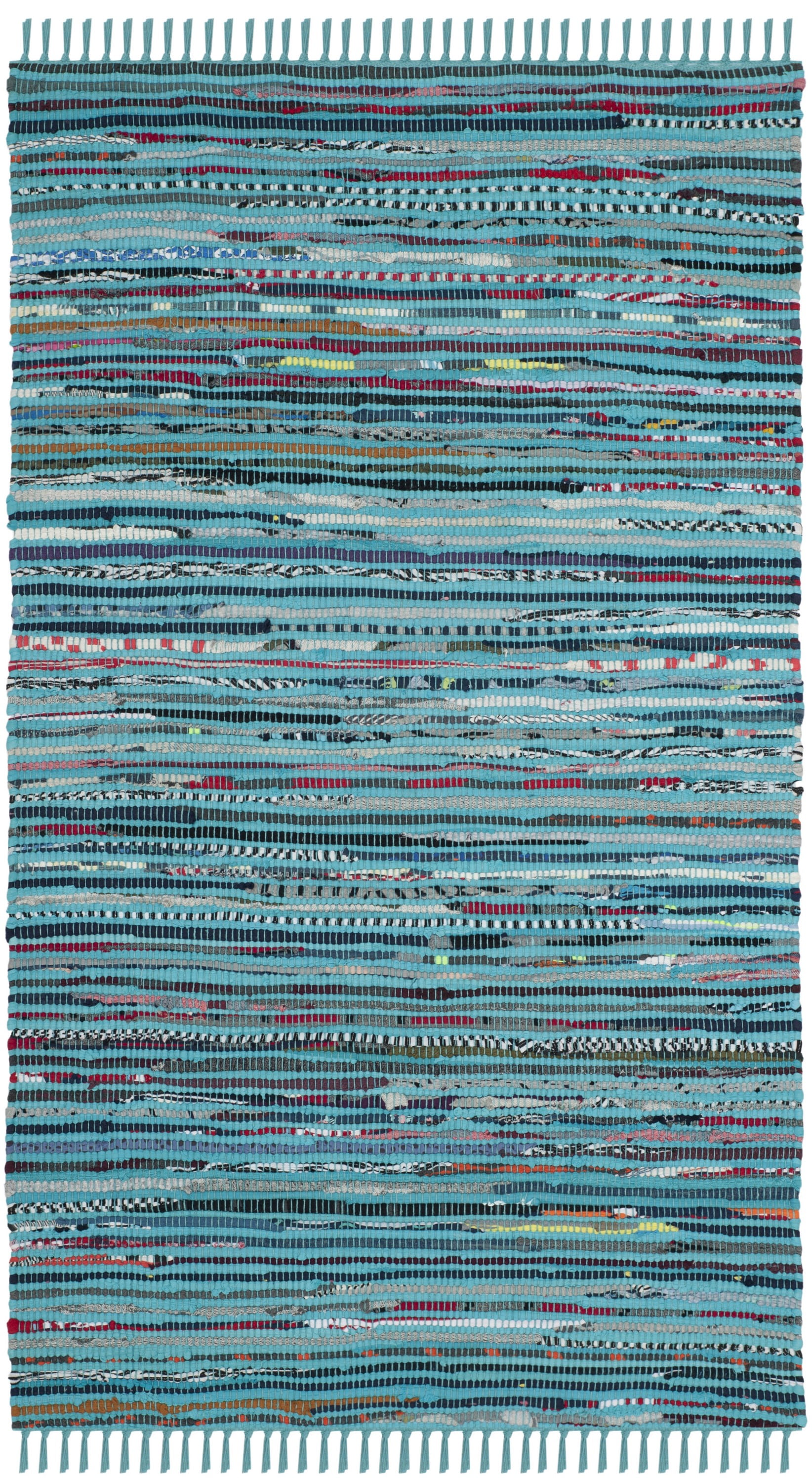 SAFAVIEH Rag Skylar Striped Cotton Area Rug, Turquoise/Multi, 2'6" x 4 ...
