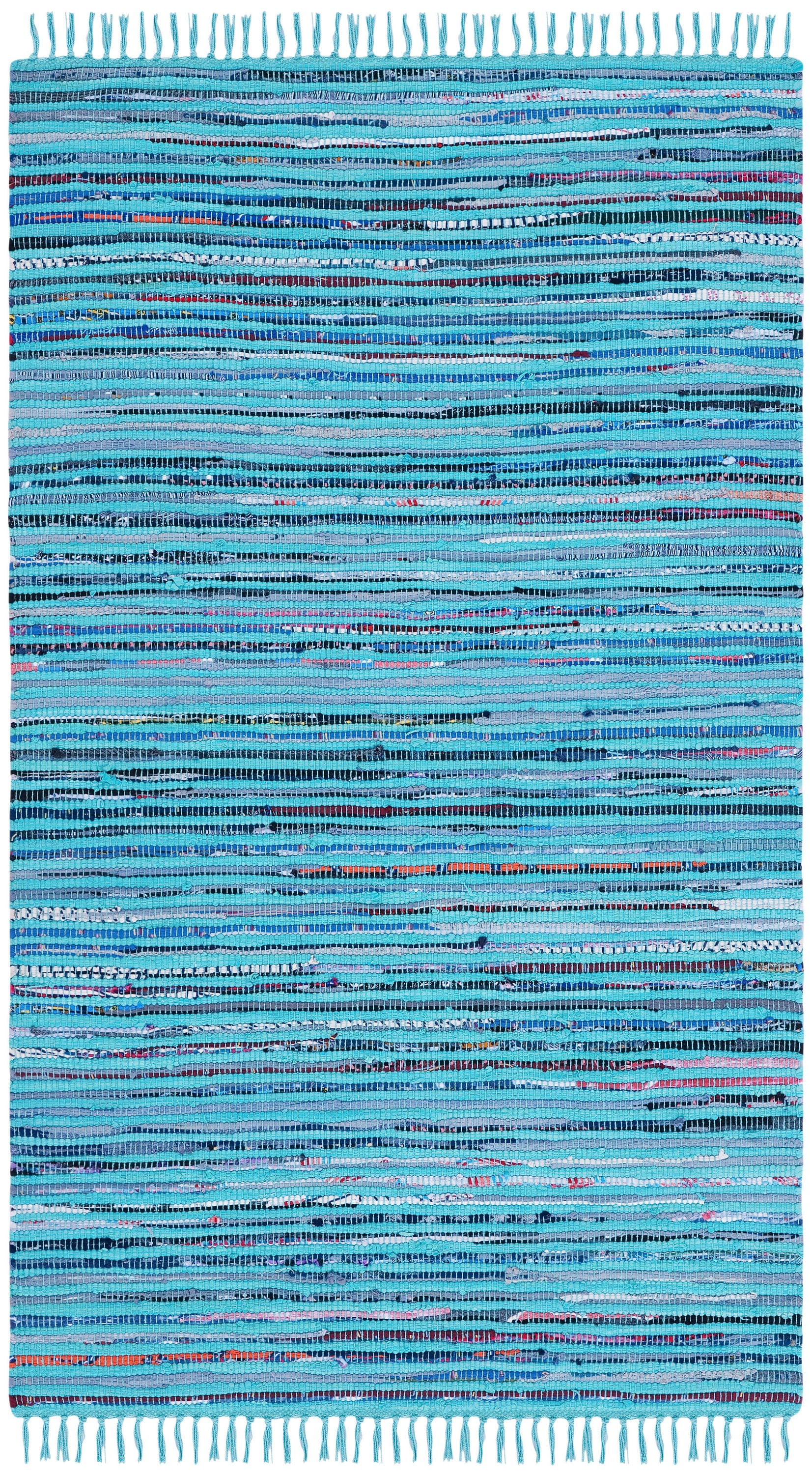 SAFAVIEH Rag Skylar Striped Cotton Area Rug, Turquoise/Multi, 3' x 5 ...