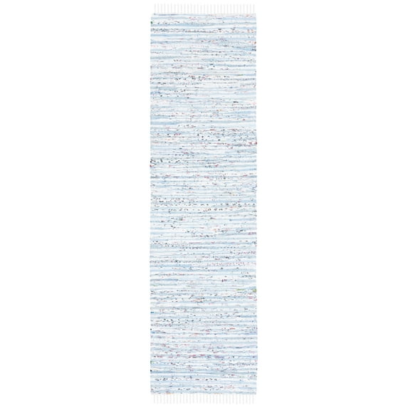 SAFAVIEH Rag Skylar Striped Cotton Runner Rug, Light Blue/Multi, 2'3" x ...