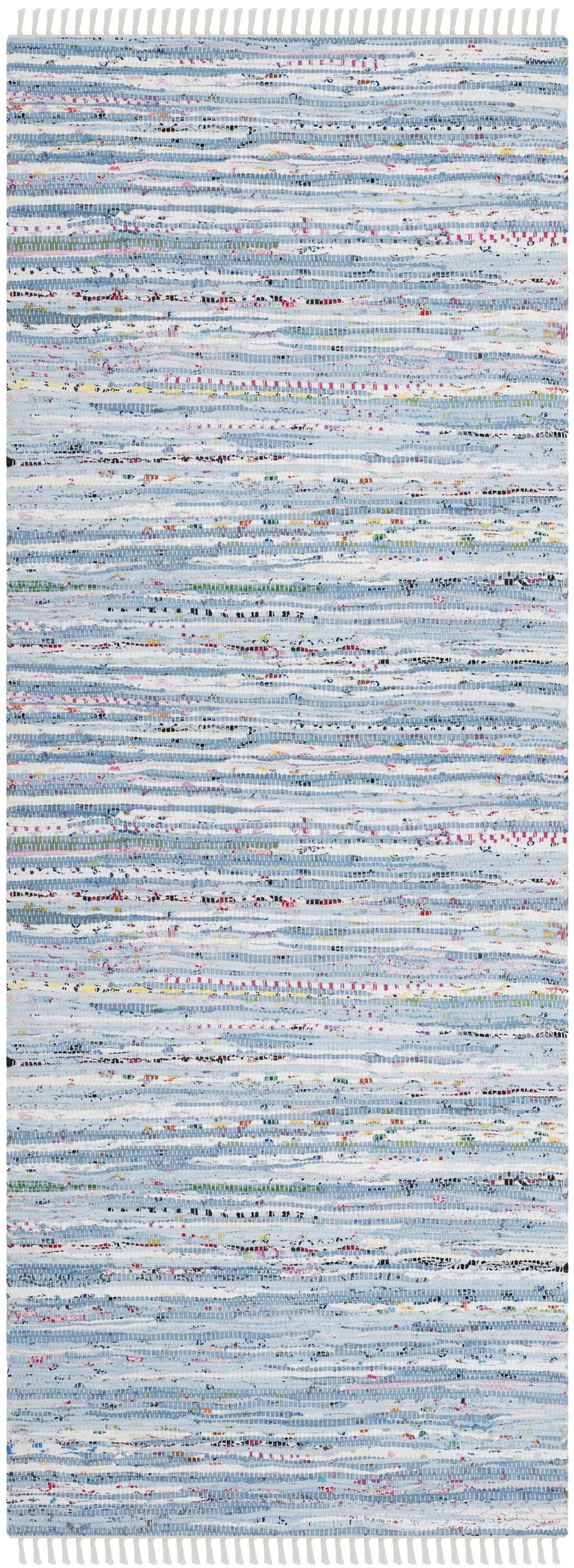 SAFAVIEH Rag Skylar Striped Cotton Runner Rug, Light Blue/Multi, 2'3" x ...