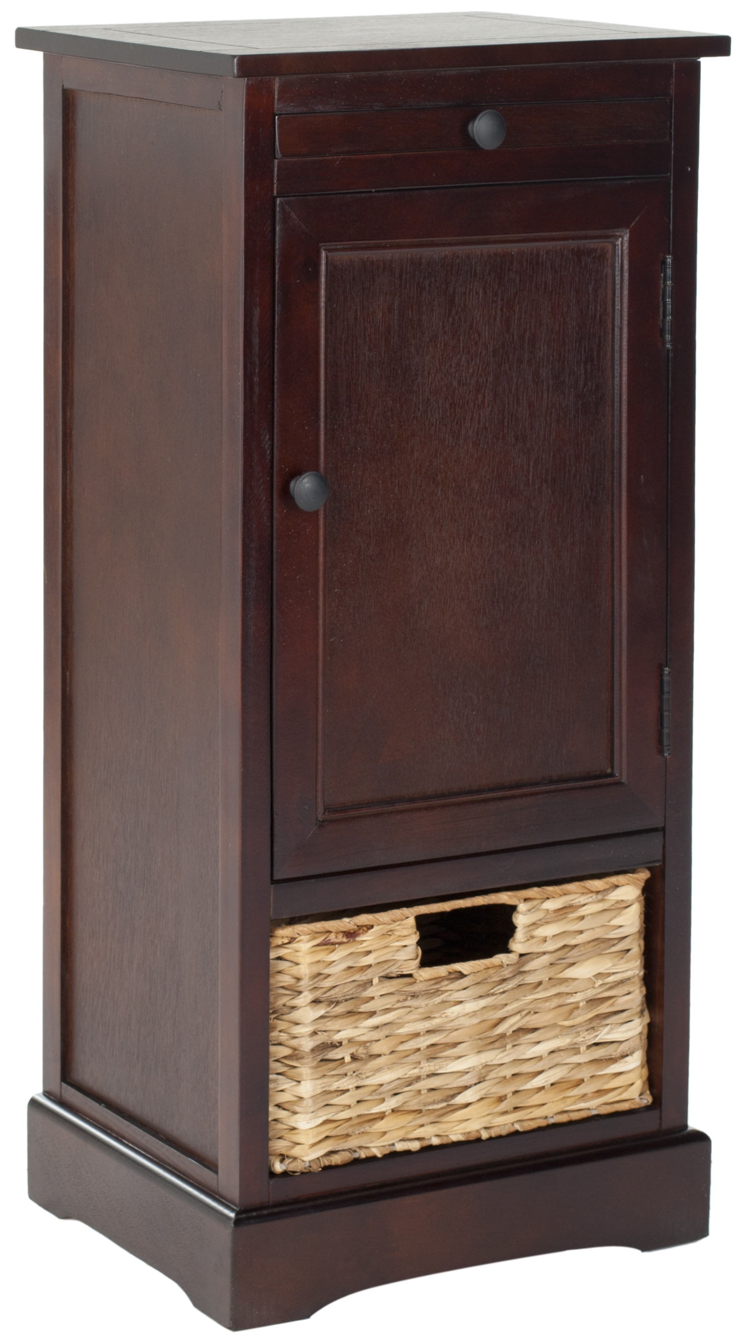 SAFAVIEH Raven Solid Tall Storage Unit with Pullout Table and Basket ...