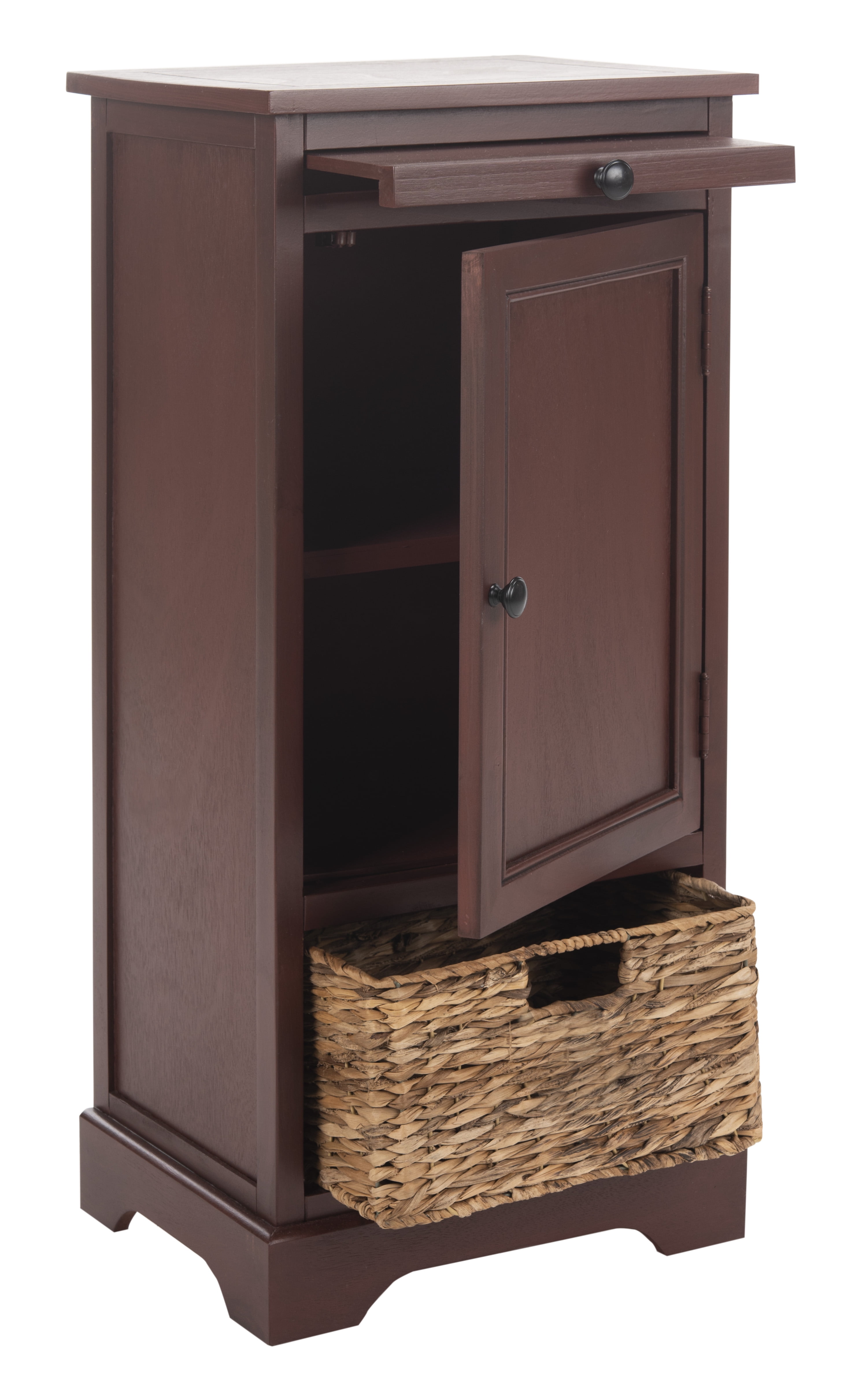 SAFAVIEH Raven Solid Tall Storage Unit with Pullout Table and Basket ...