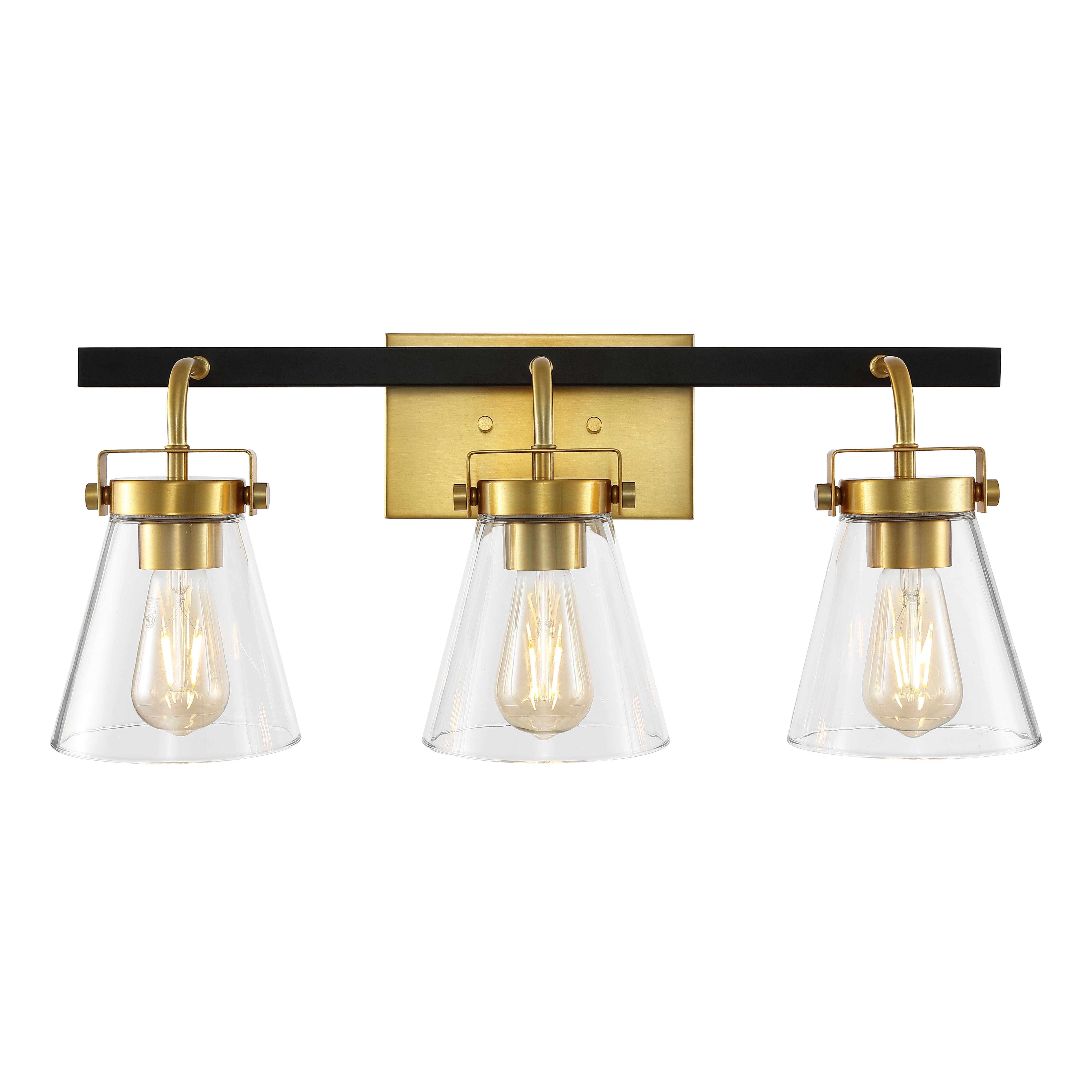 SAFAVIEH Rayney 3-Light LED Brass Iron Wall Sconce with Clear Shade ...