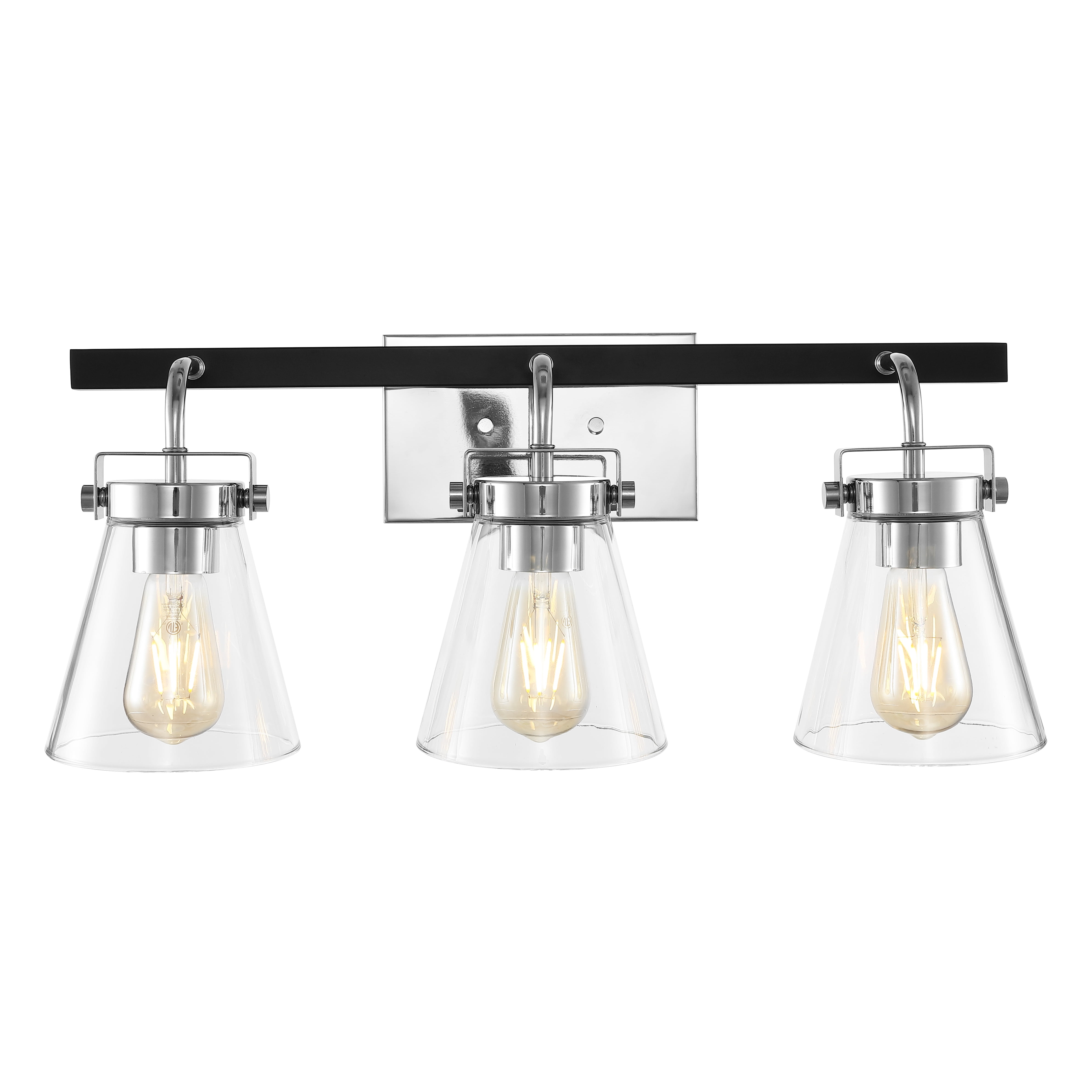 SAFAVIEH Rayney 3-Light LED Chrome Iron Wall Sconce with Clear Shade ...