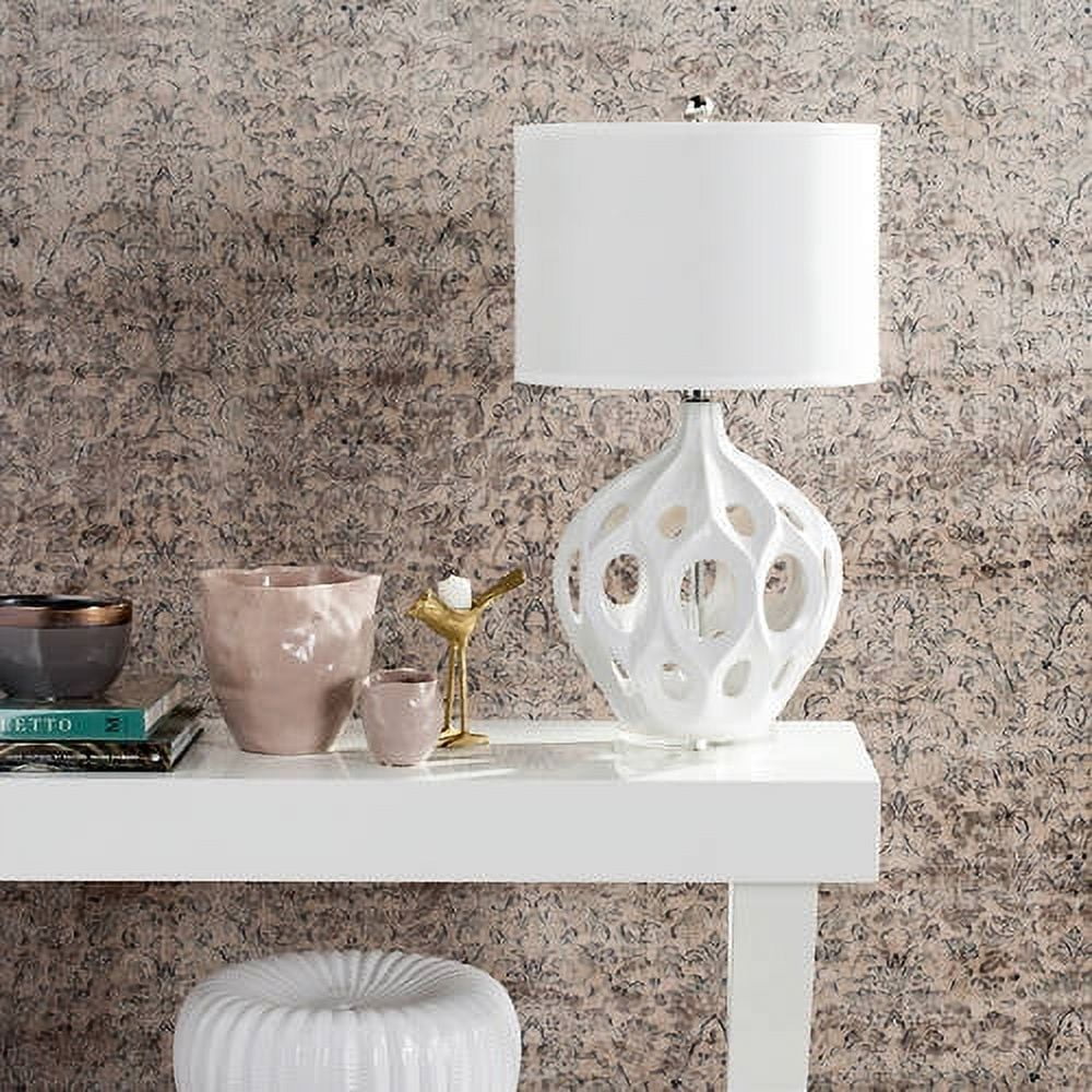 SAFAVIEH Regina 29 in. H Ceramic Solid Retro Table Lamp, White ...