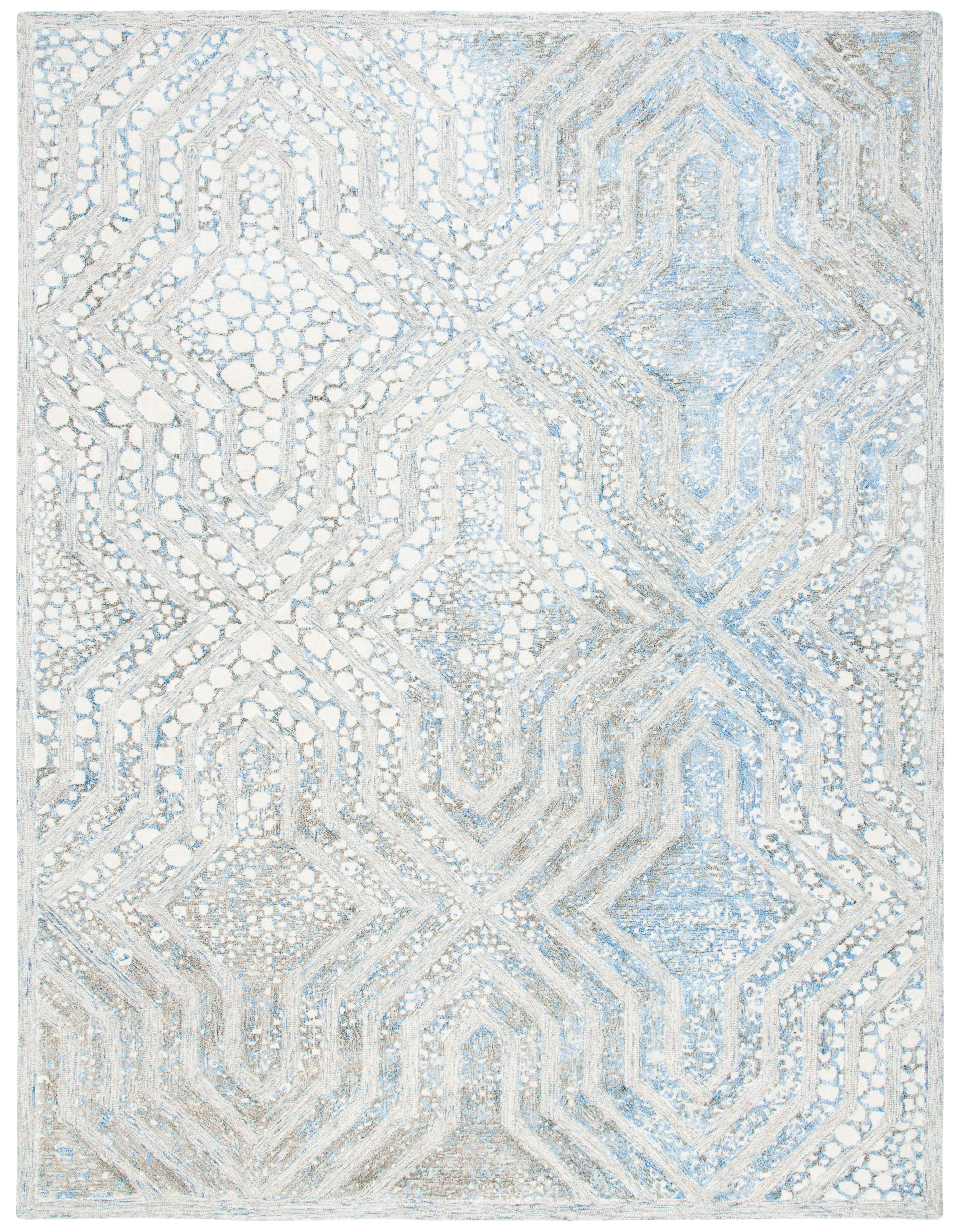 SAFAVIEH Restoration Vintage Rubye Geometric Area Rug, Blue/Ivory, 8' x ...