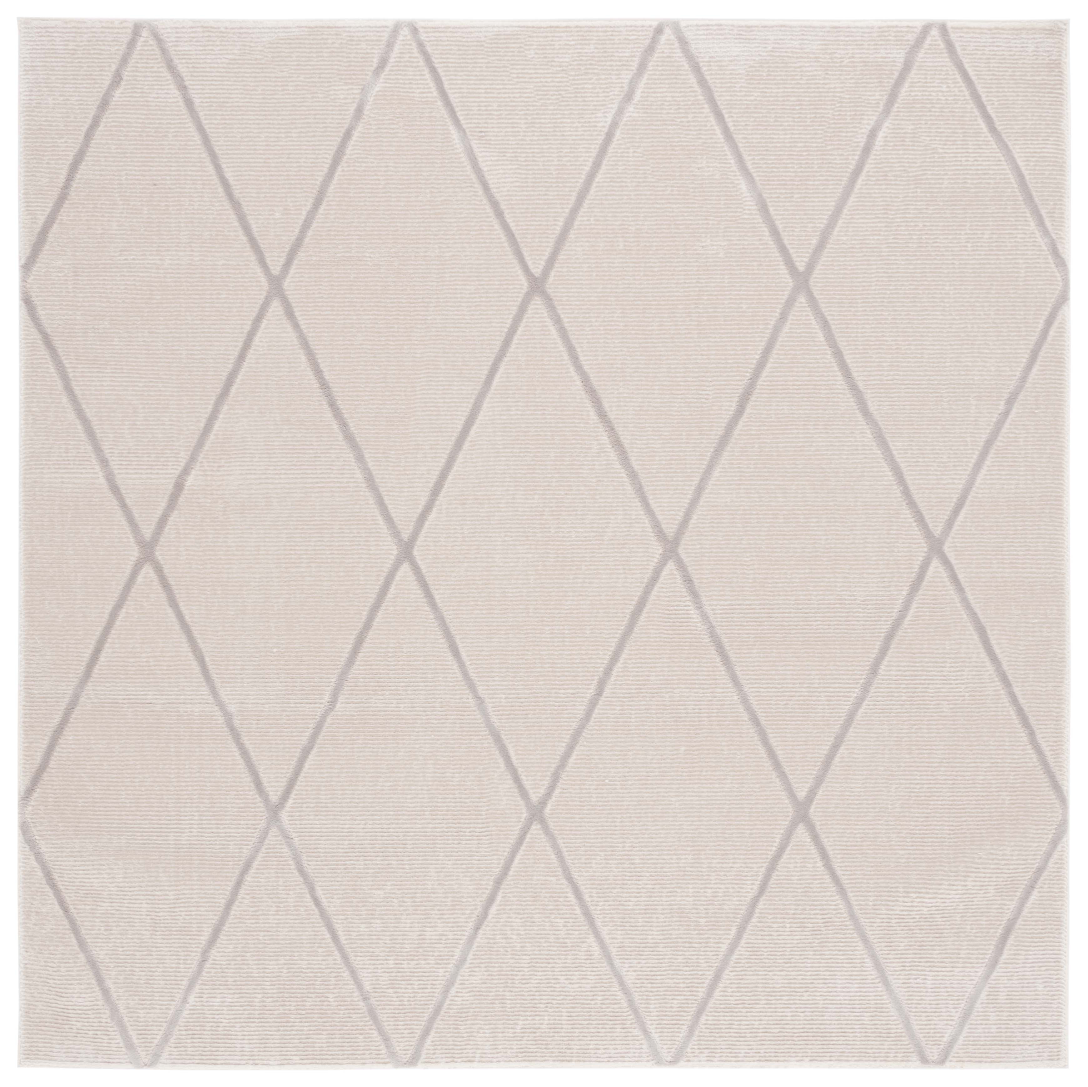 SAFAVIEH Revive Lorrin Diamond Polyester Area Rug, Beige, 6'7" x 6'7 ...
