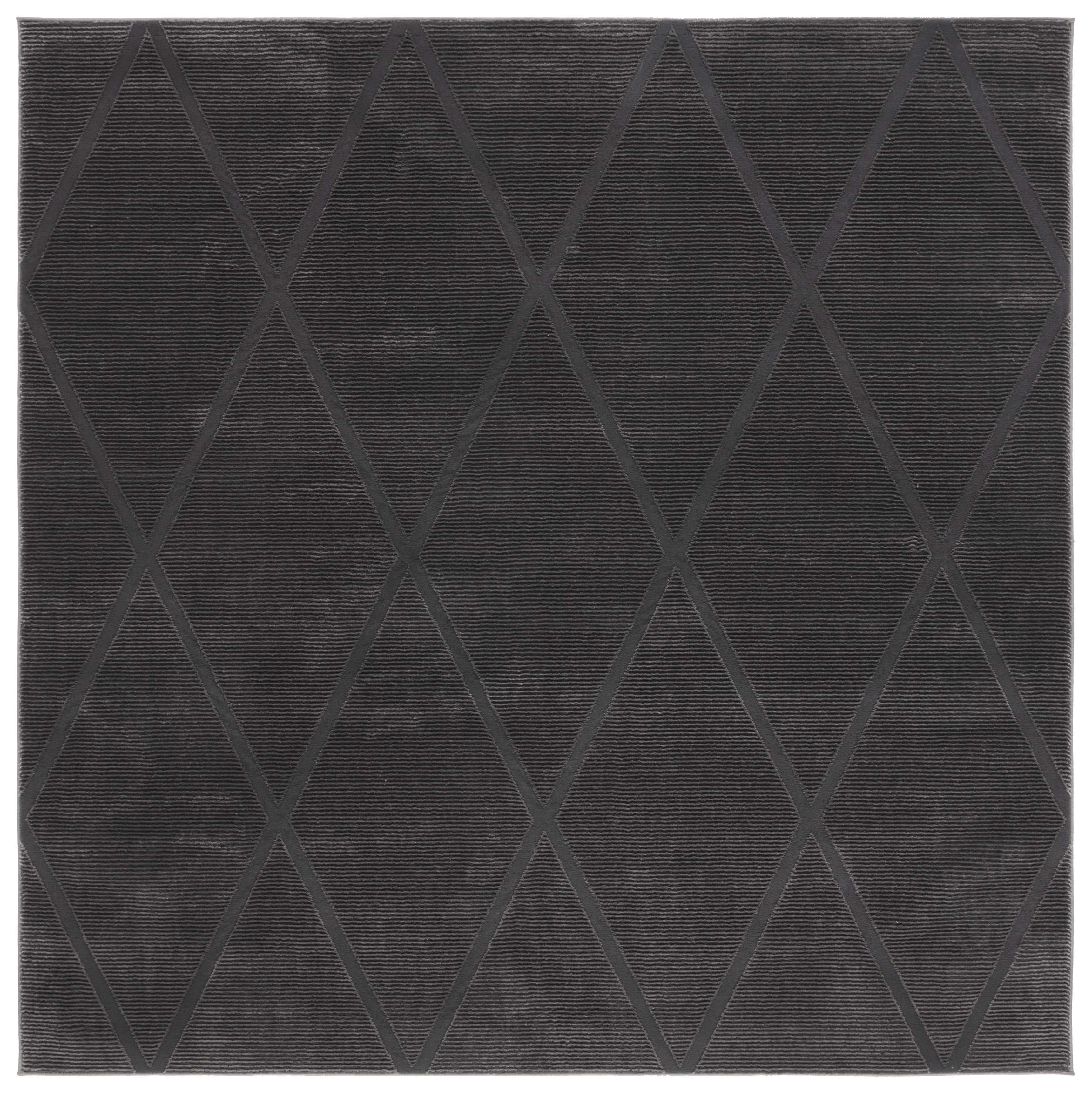 SAFAVIEH Revive Lorrin Diamond Polyester Area Rug, Charcoal, 6'7" x 6'7 ...