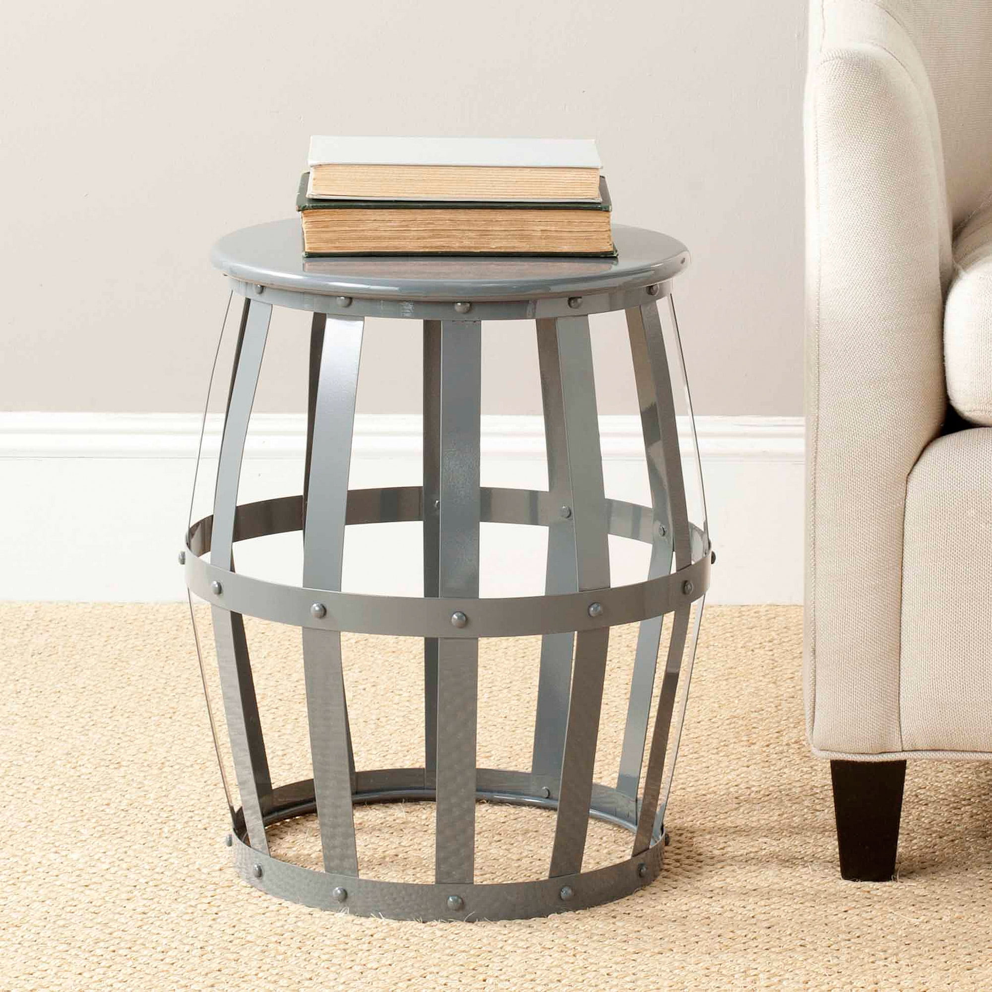 Free Shipping! Safavieh Rinaldo Contemporary Grey Iron Stool, Round ...