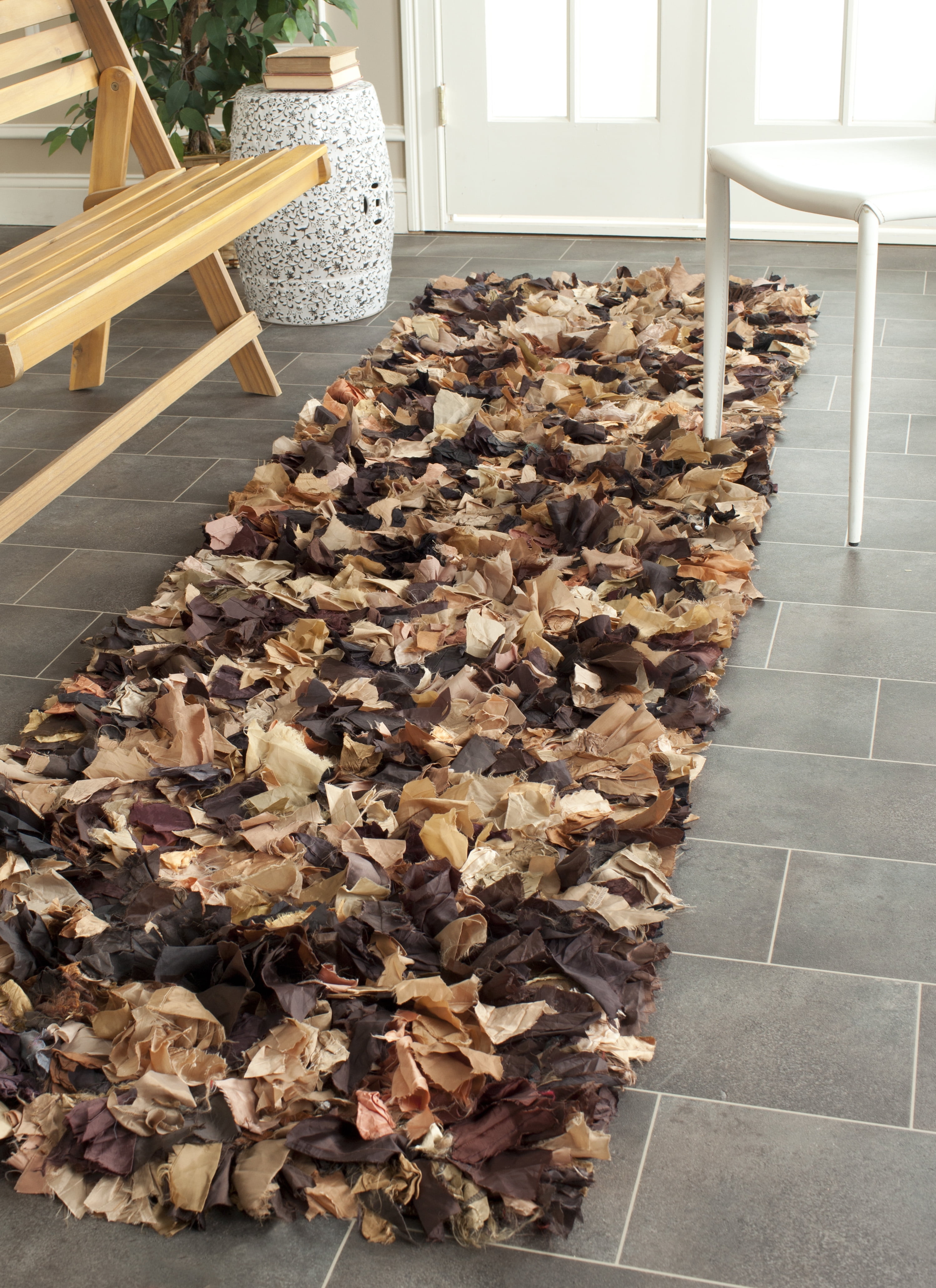 SAFAVIEH Rio Cassandra Confetti Polyester Shag Runner Rug, Brown/Multi ...