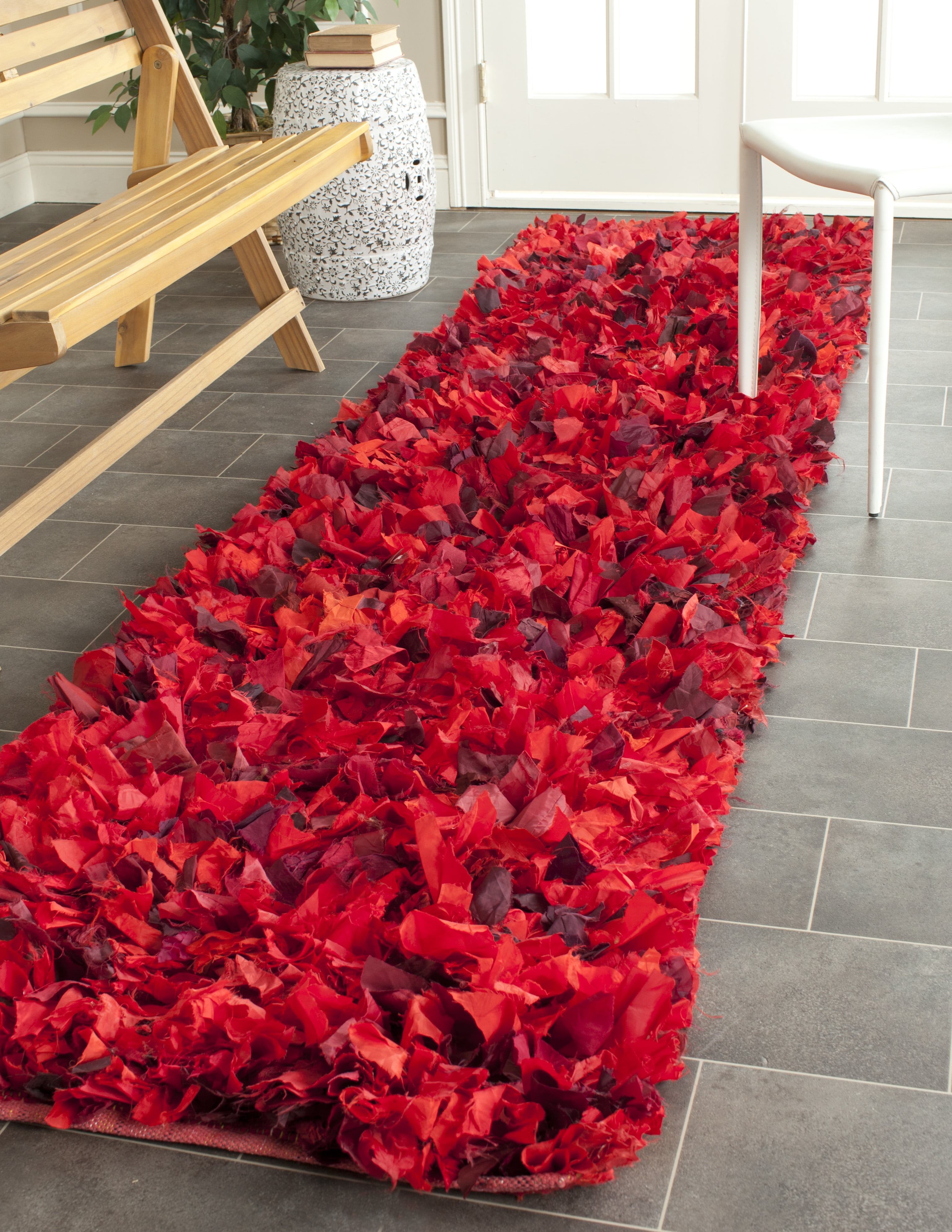 SAFAVIEH Rio Cassandra Confetti Polyester Shag Runner Rug, Red/Multi, 2 ...