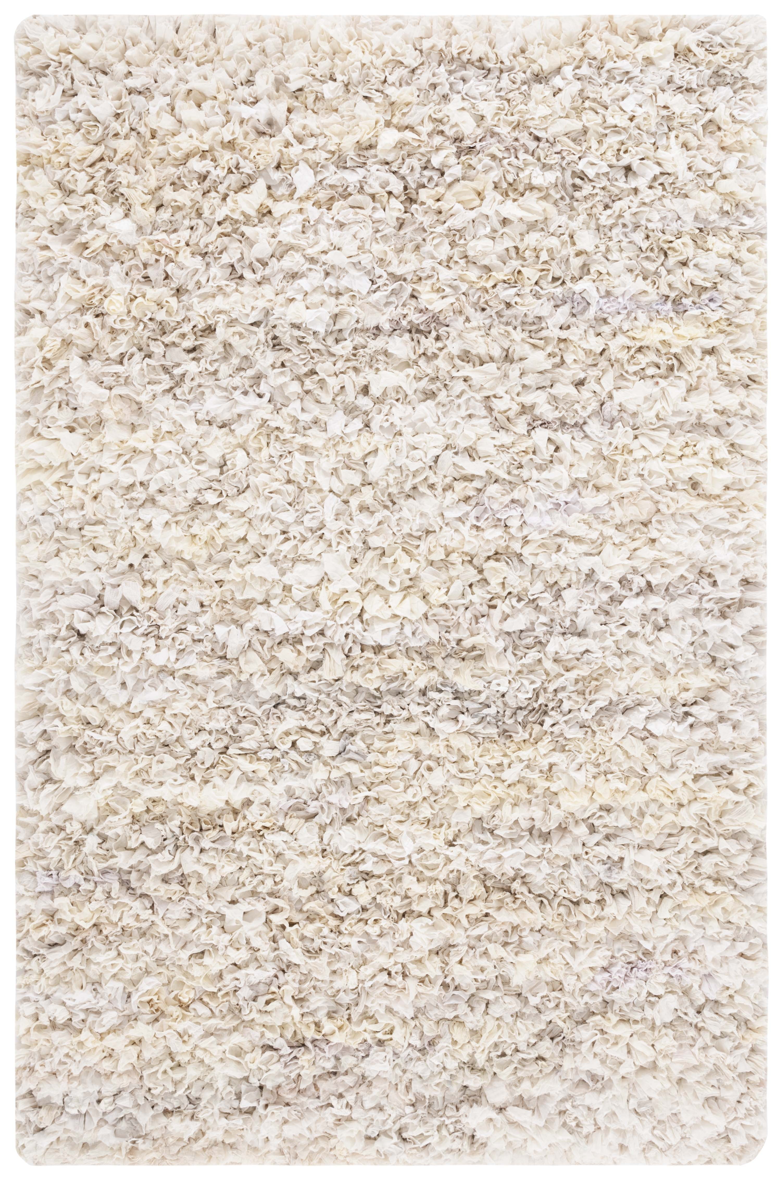 SAFAVIEH Rio Dallas Geometric Polyester Shag Area Rug, Creme, 5' x 8 ...
