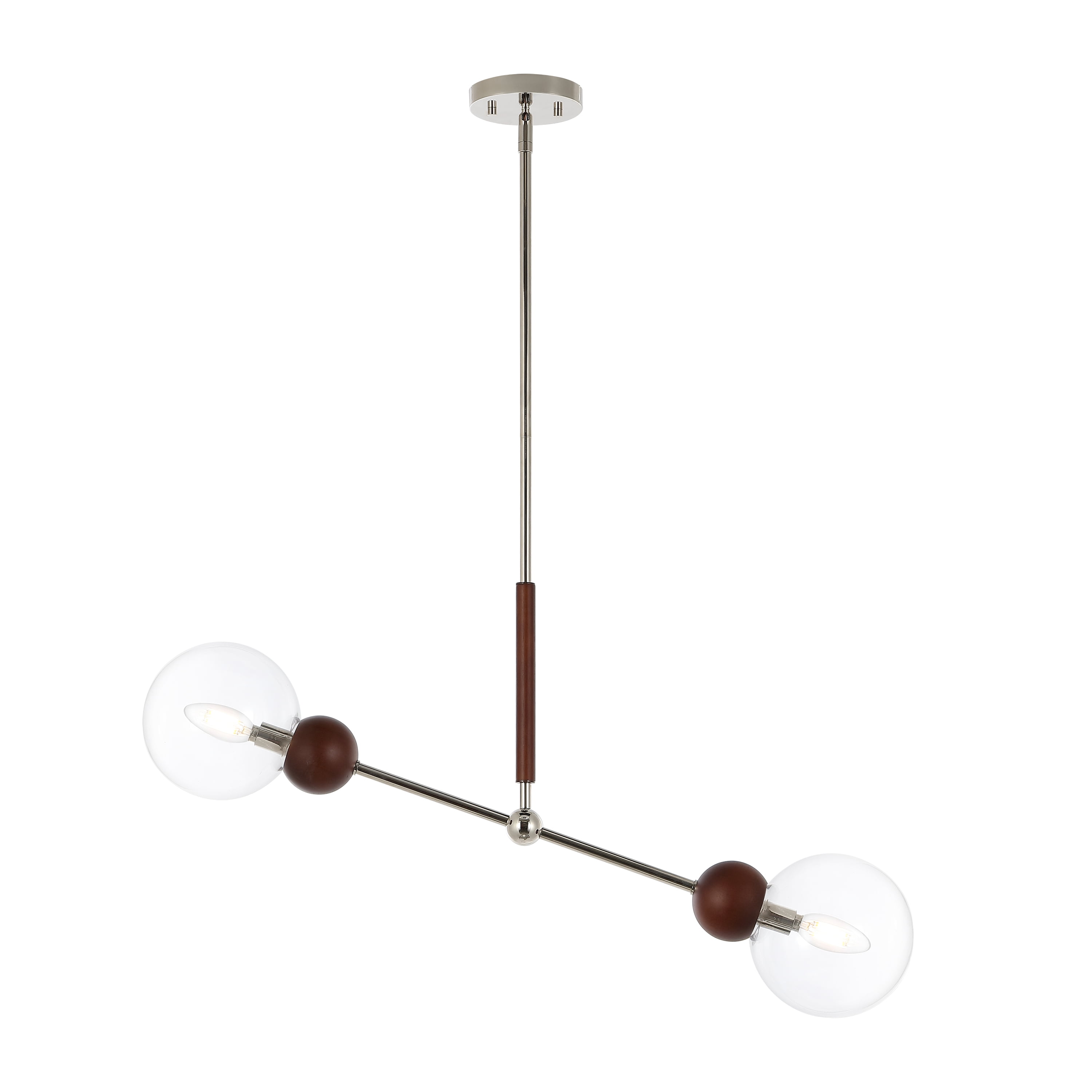 SAFAVIEH Rocky 2-Light Dark Walnut Metal Pendant Light with Clear Glass ...