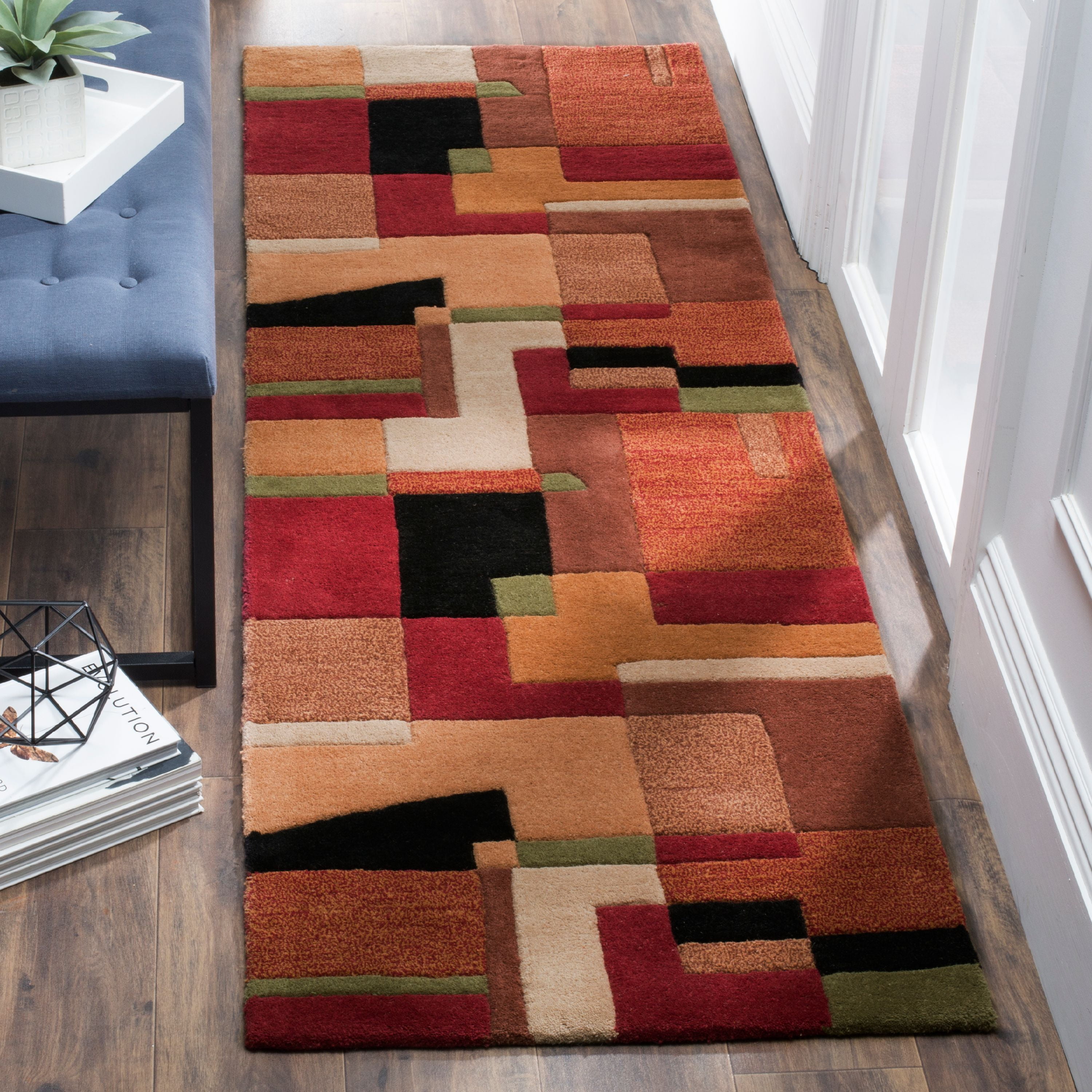 SAFAVIEH Rodeo Drive Phillis Abstract Wool Runner Rug, Multi, 2'6" x 8 ...