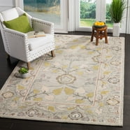 SAFAVIEH Micro-Loop Britton Floral Bordered Wool Area Rug, Pink/Ivory ...