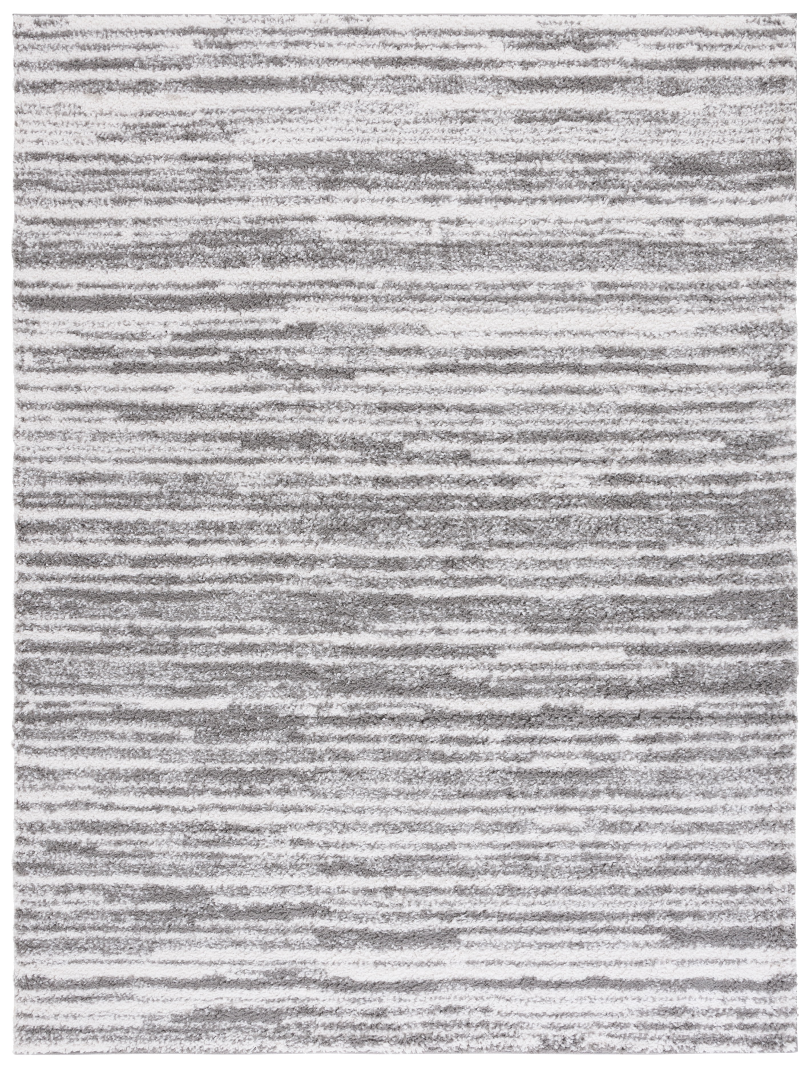 SAFAVIEH Rumi Barrett Striped Polyester Shag Area Rug, Dark Gray/Ivory ...