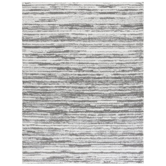 SAFAVIEH Rumi Barrett Striped Polyester Shag Area Rug, Dark Gray/Ivory ...