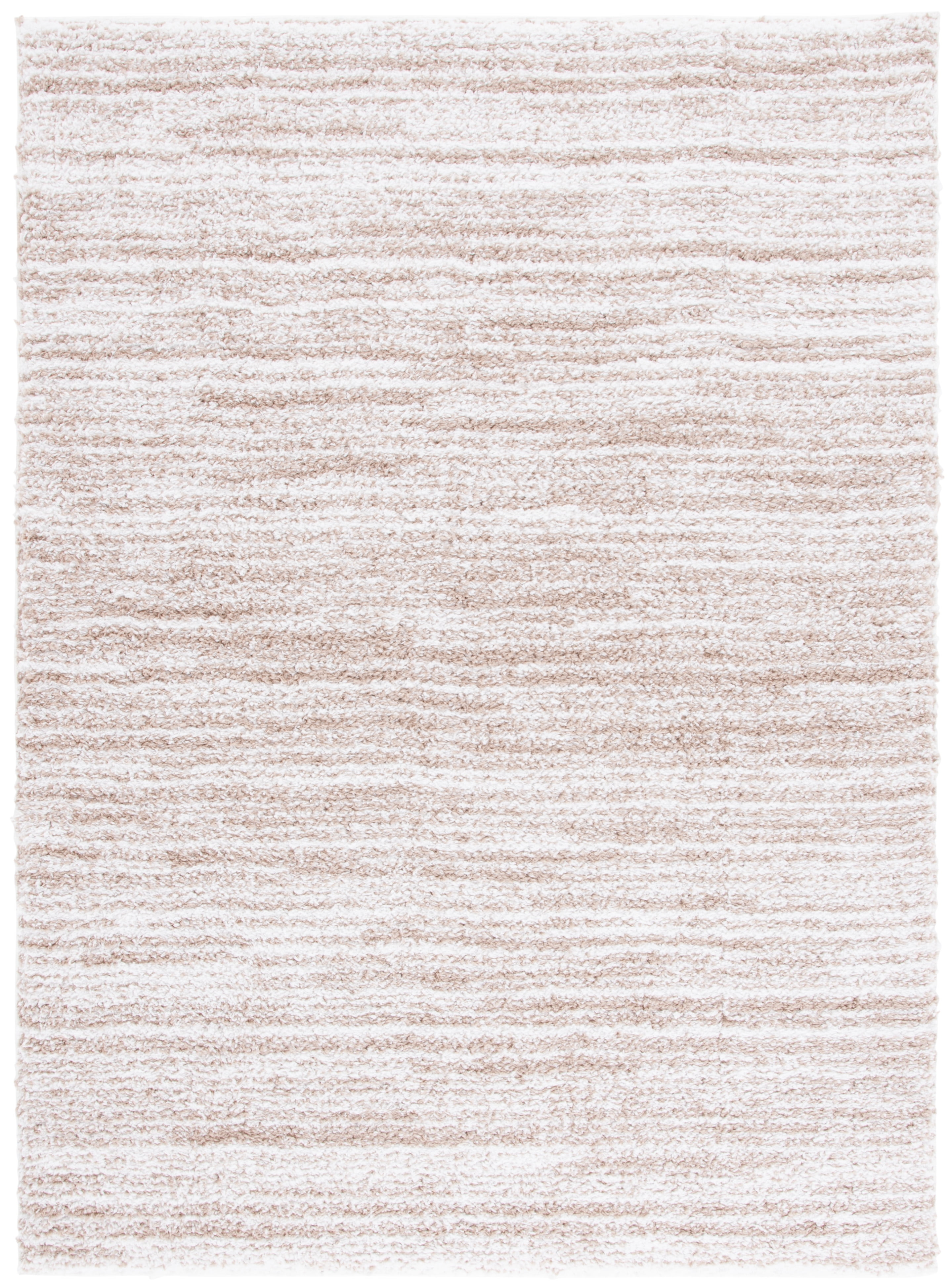 SAFAVIEH Rumi Barrett Striped Polyester Shag Area Rug, Ivory/Beige, 5'3 ...